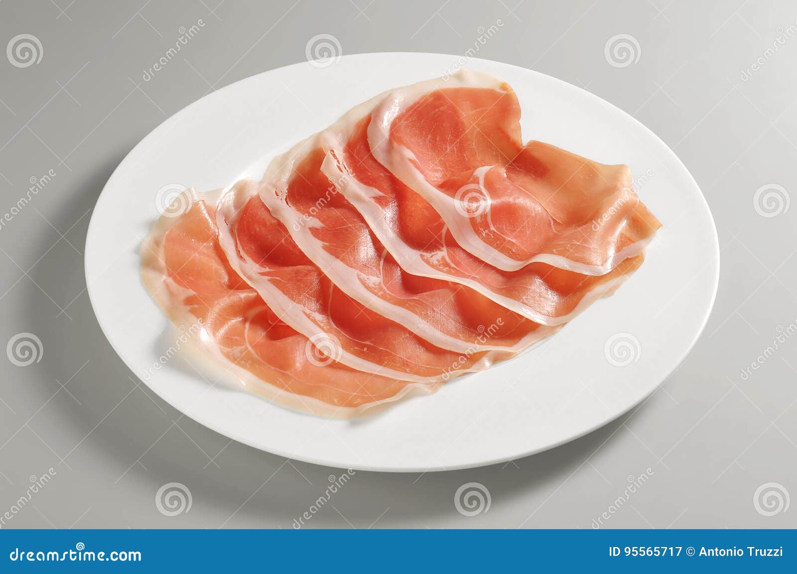 Round Dish with Portion of Raw Ham Stock Image - Image of traditional ...