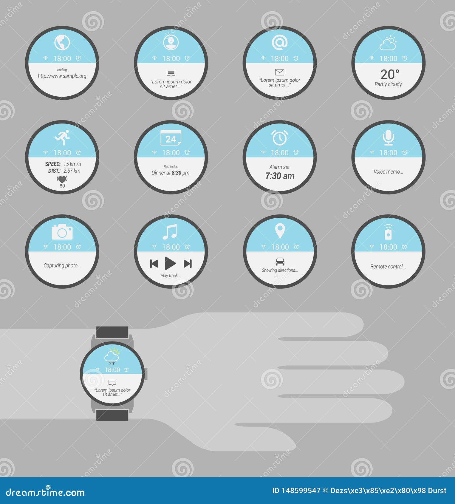 Round Display Examples for Smart Watches Stock Vector - Illustration of ...