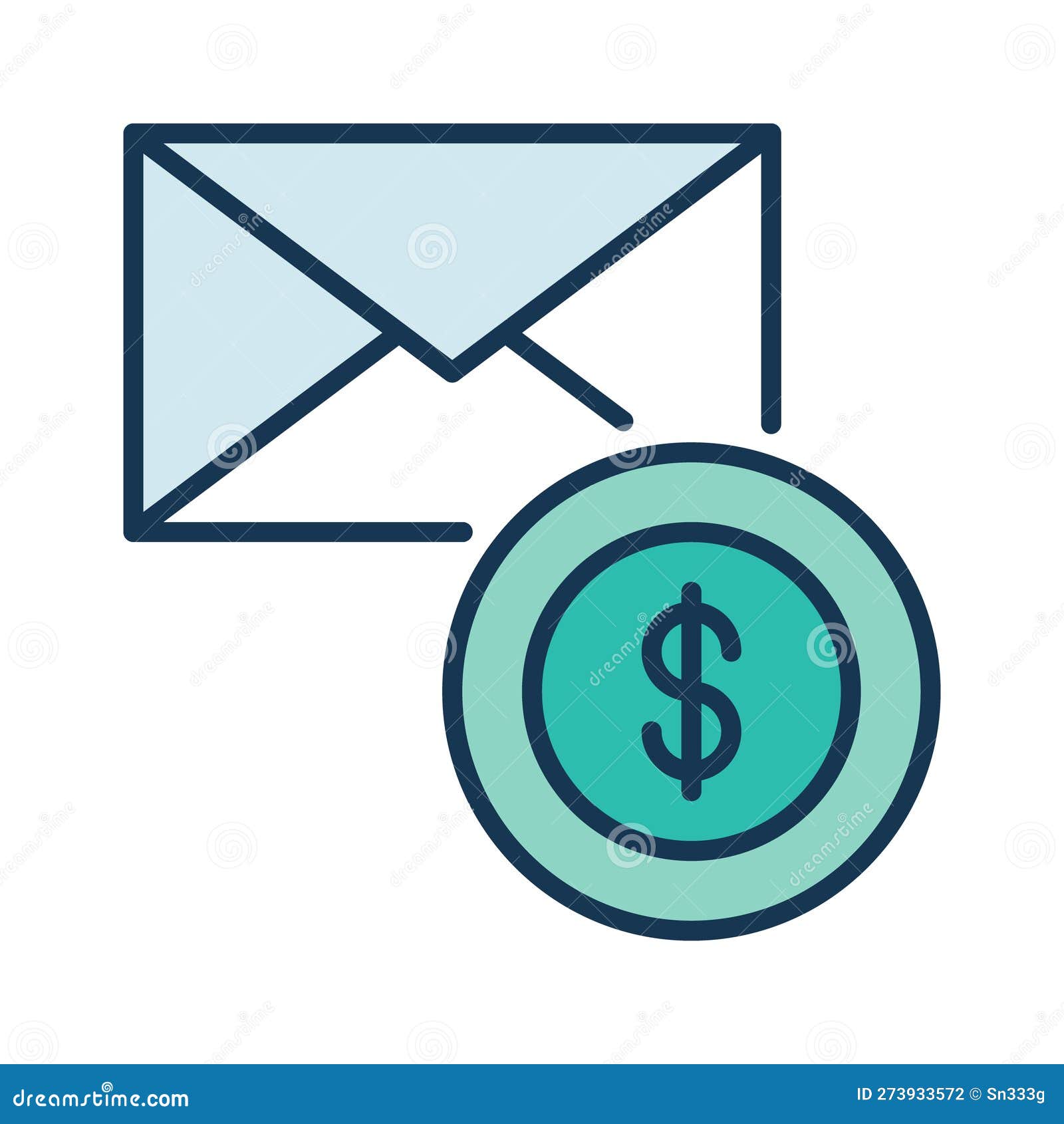 Round Dollar Currency Sign and Envelope Vector Colored Icon Stock ...