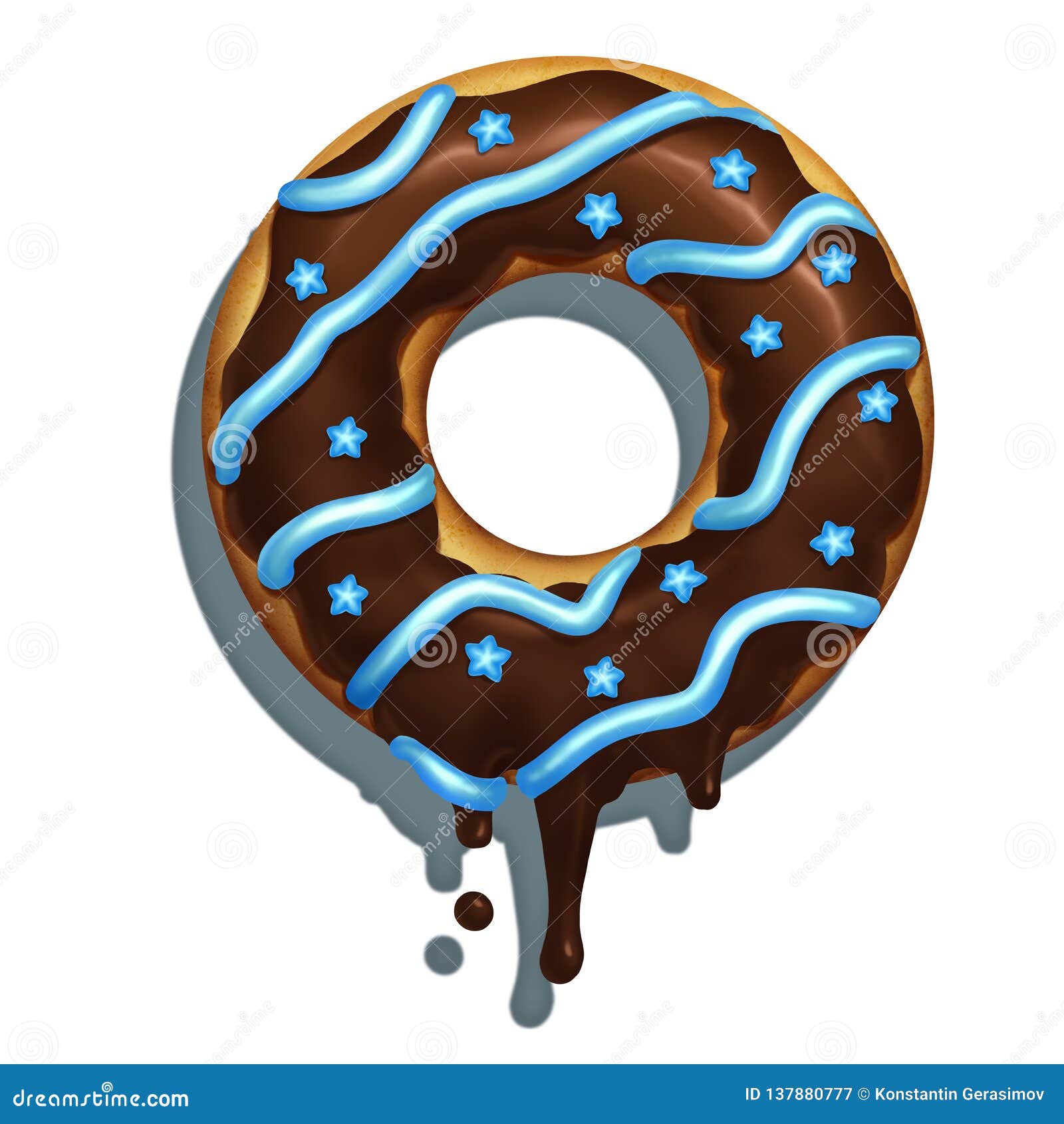 Round Donut with Shadow. Chocolate Donut. Stock Illustration ...