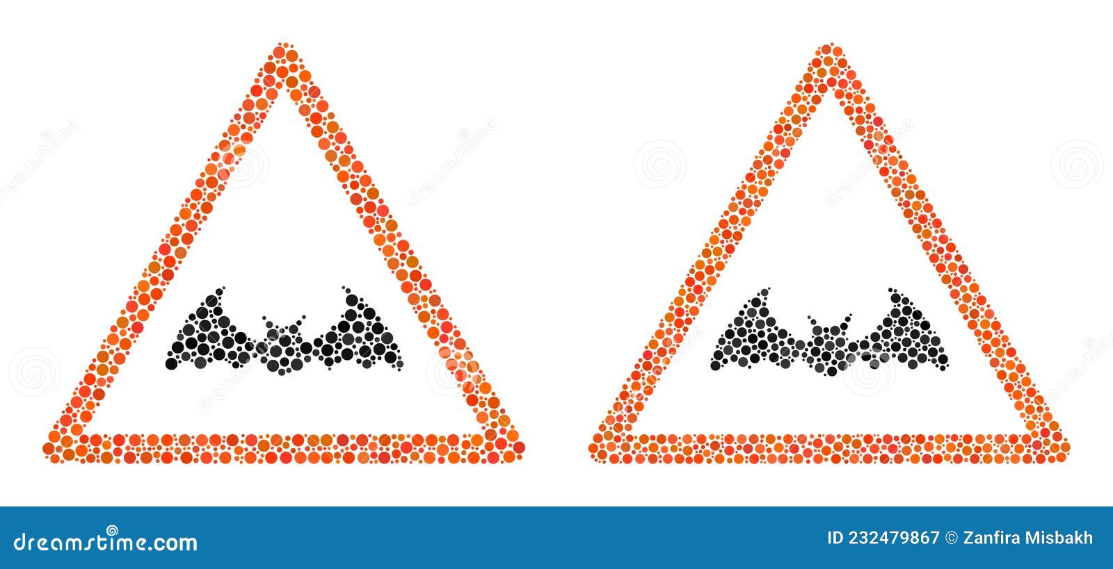 Round Dot Bat Warning Icon Collage Stock Vector - Illustration of error ...