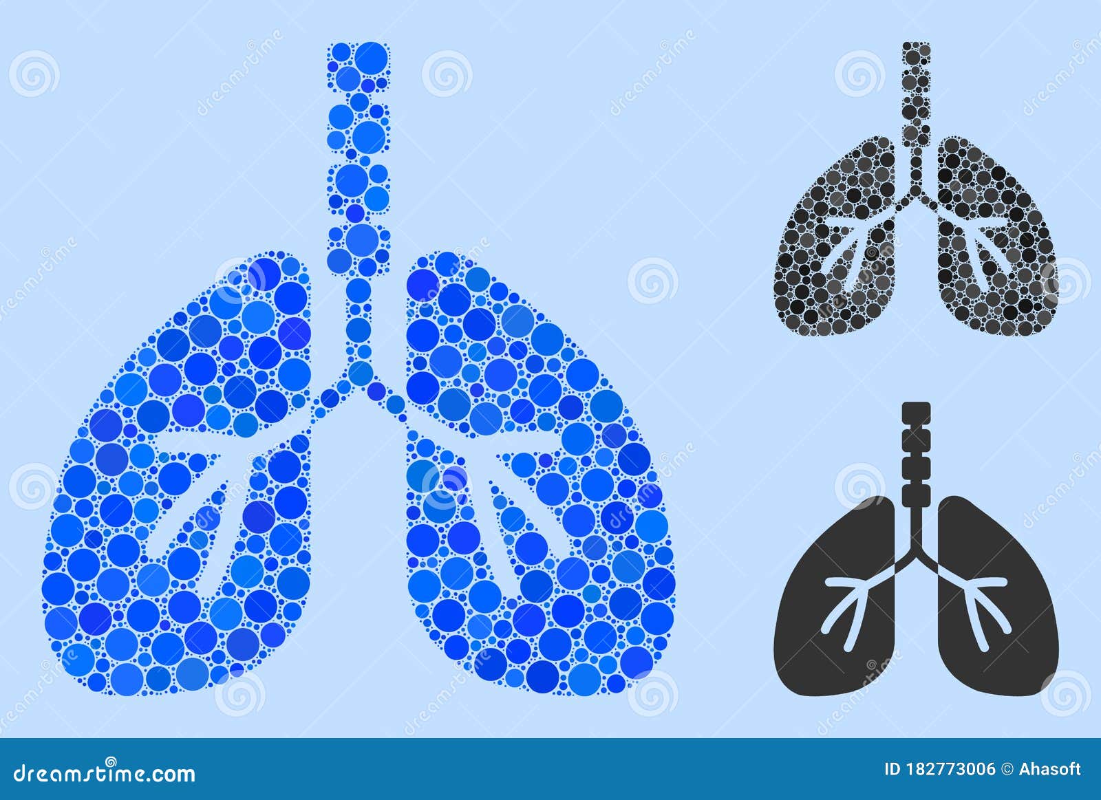 Round Dot Breathe System Icon Collage Stock Illustration - Illustration ...