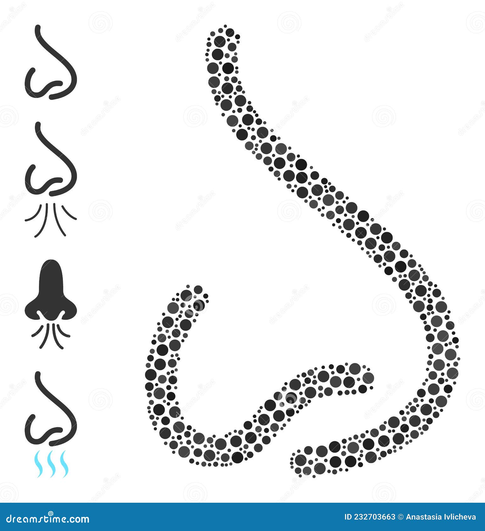 Dotted Human Nose Collage of Round Dots with Other Icons Stock Vector ...