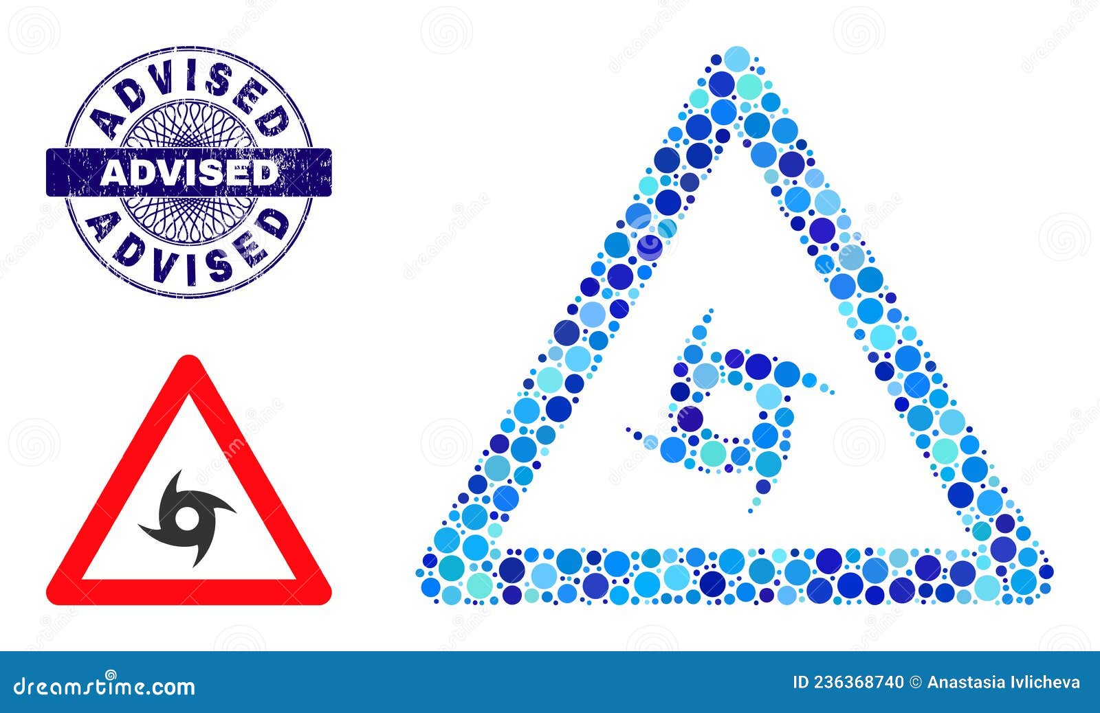 Textured ADVISED Round Guilloche Seal Stamp and Hurricane Warning ...