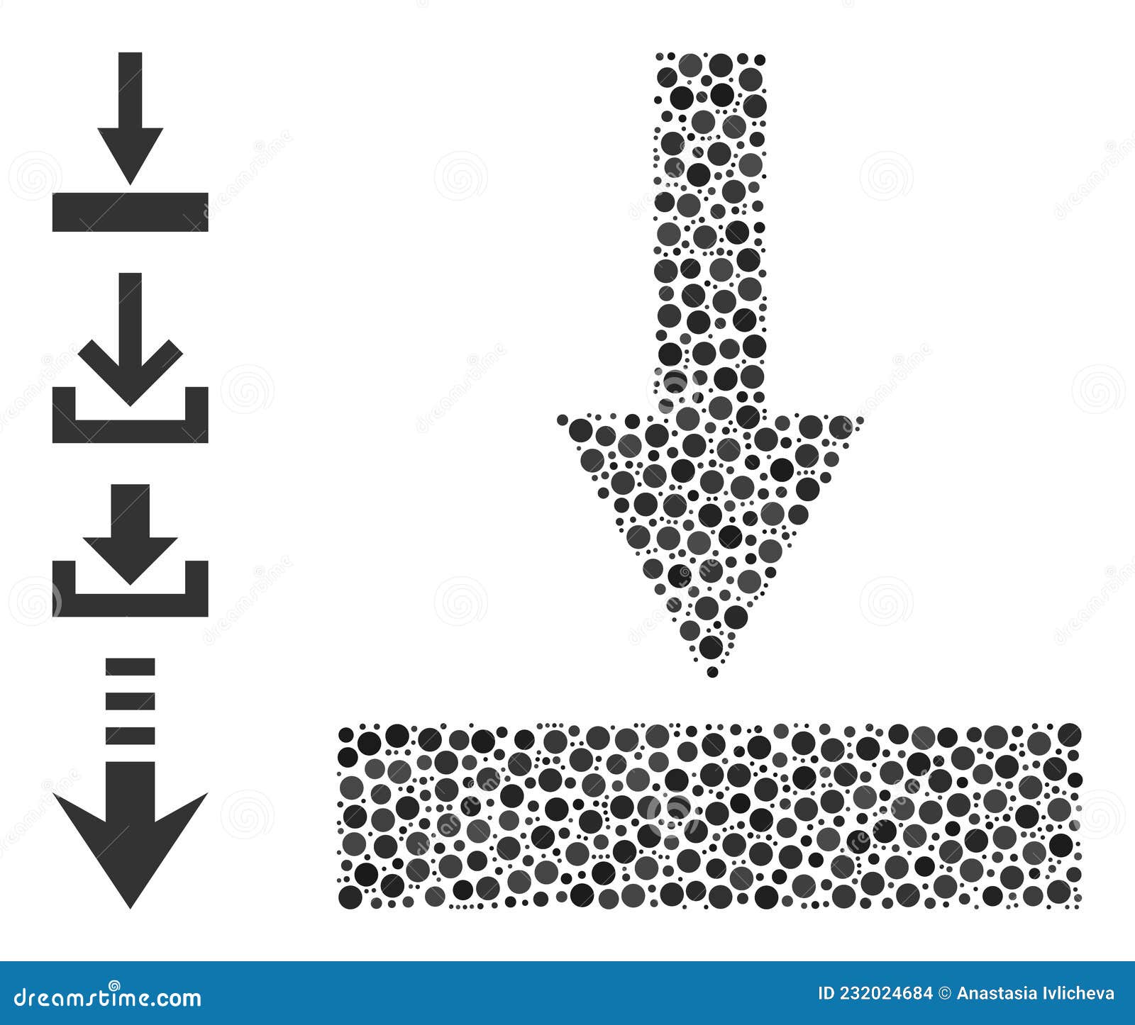Dotted Move Bottom Collage of Round Dots with Similar Icons Stock ...