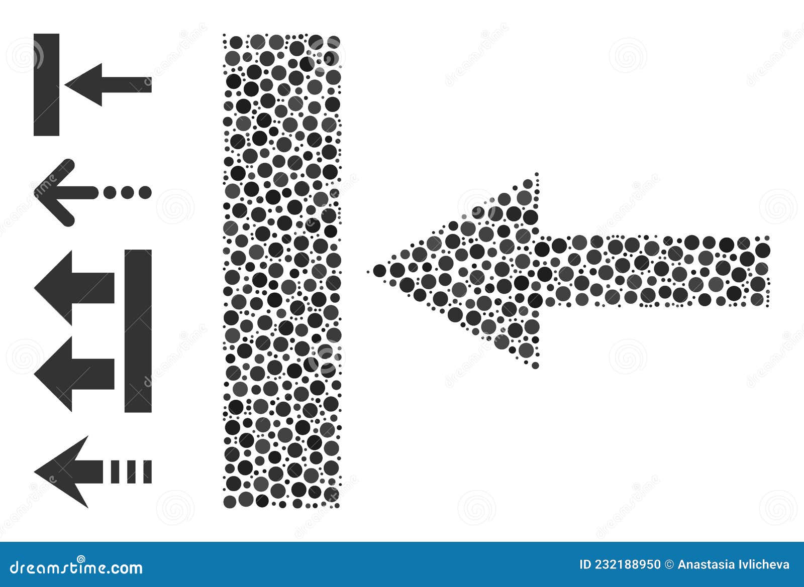 Dotted Move Left Composition of Round Dots with Bonus Icons Stock ...