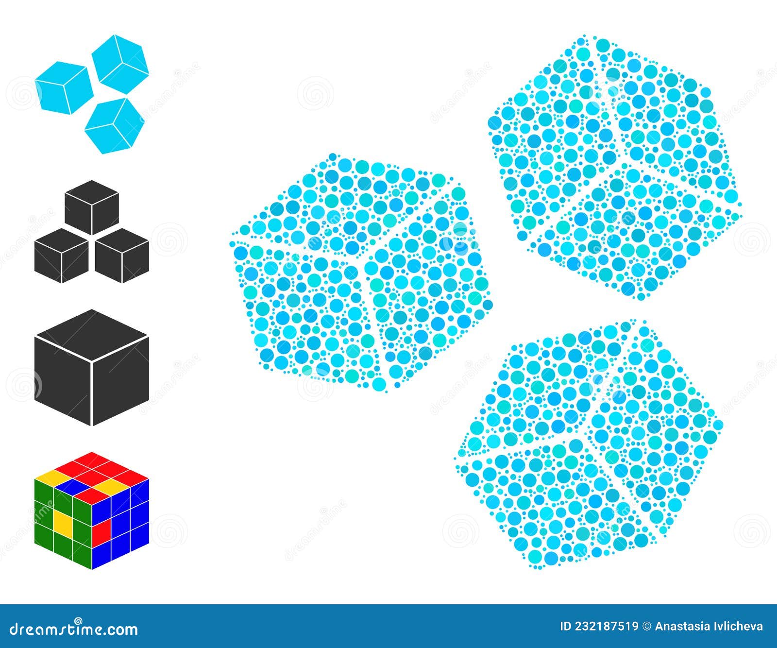 Dotted Sugar Cubes Collage of Round Dots and Other Icons Stock Vector ...