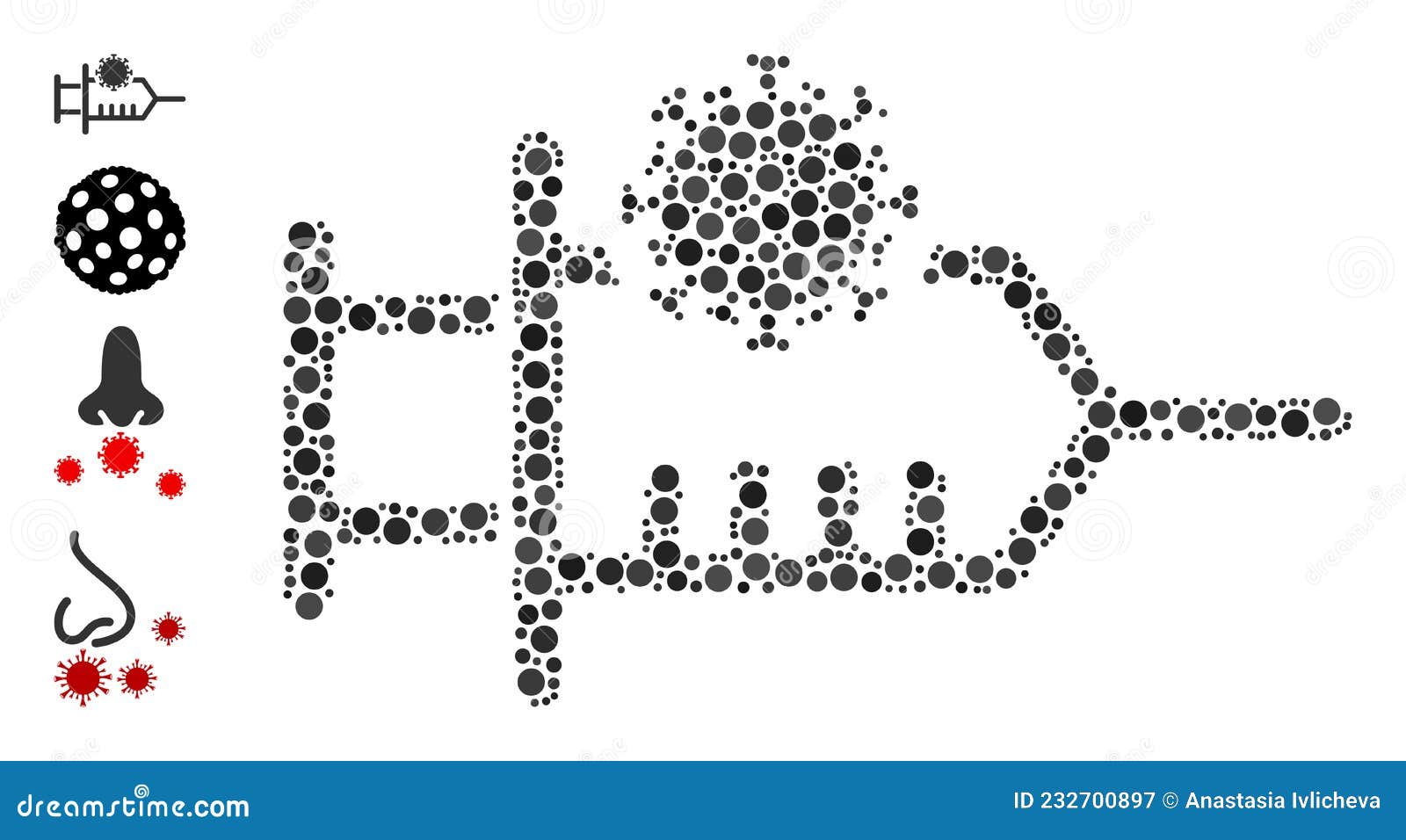 Dotted Virus Inoculation Collage of Circles with Other Icons Stock ...