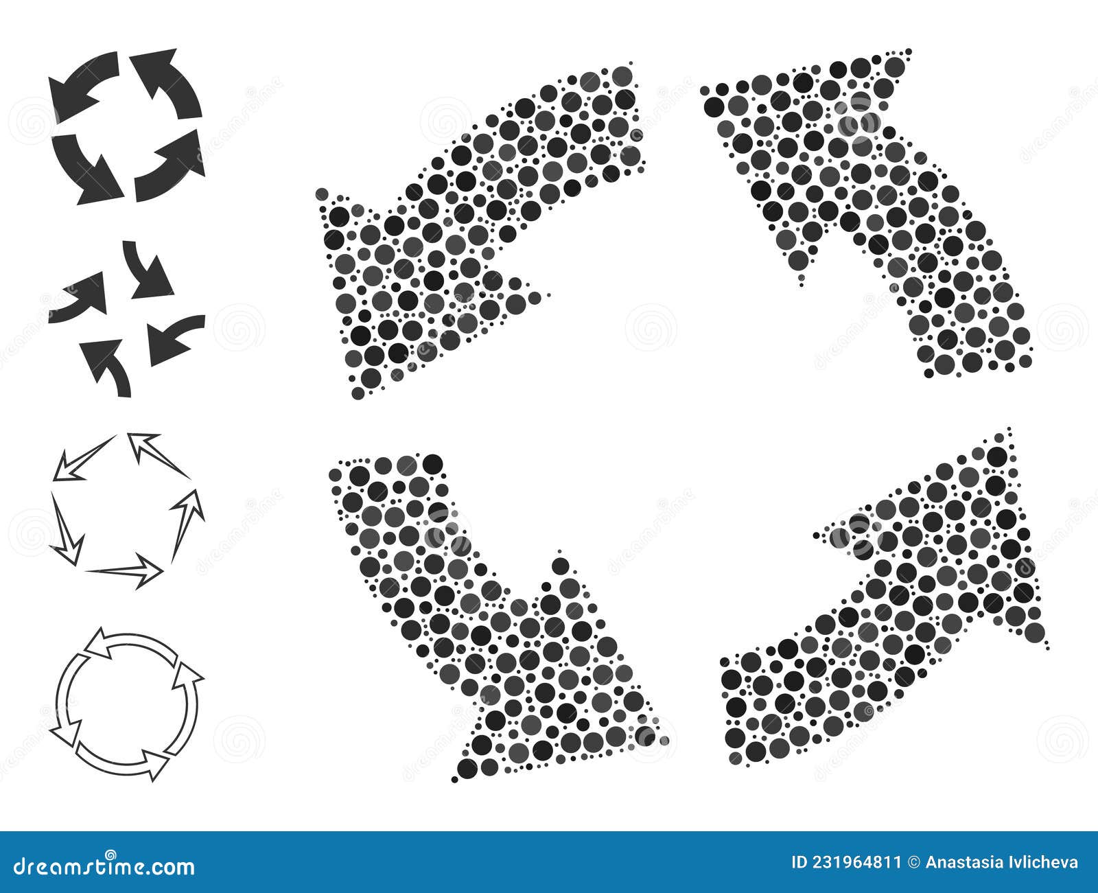 Dotted Circulation Collage of Circles with Similar Icons Stock Vector ...