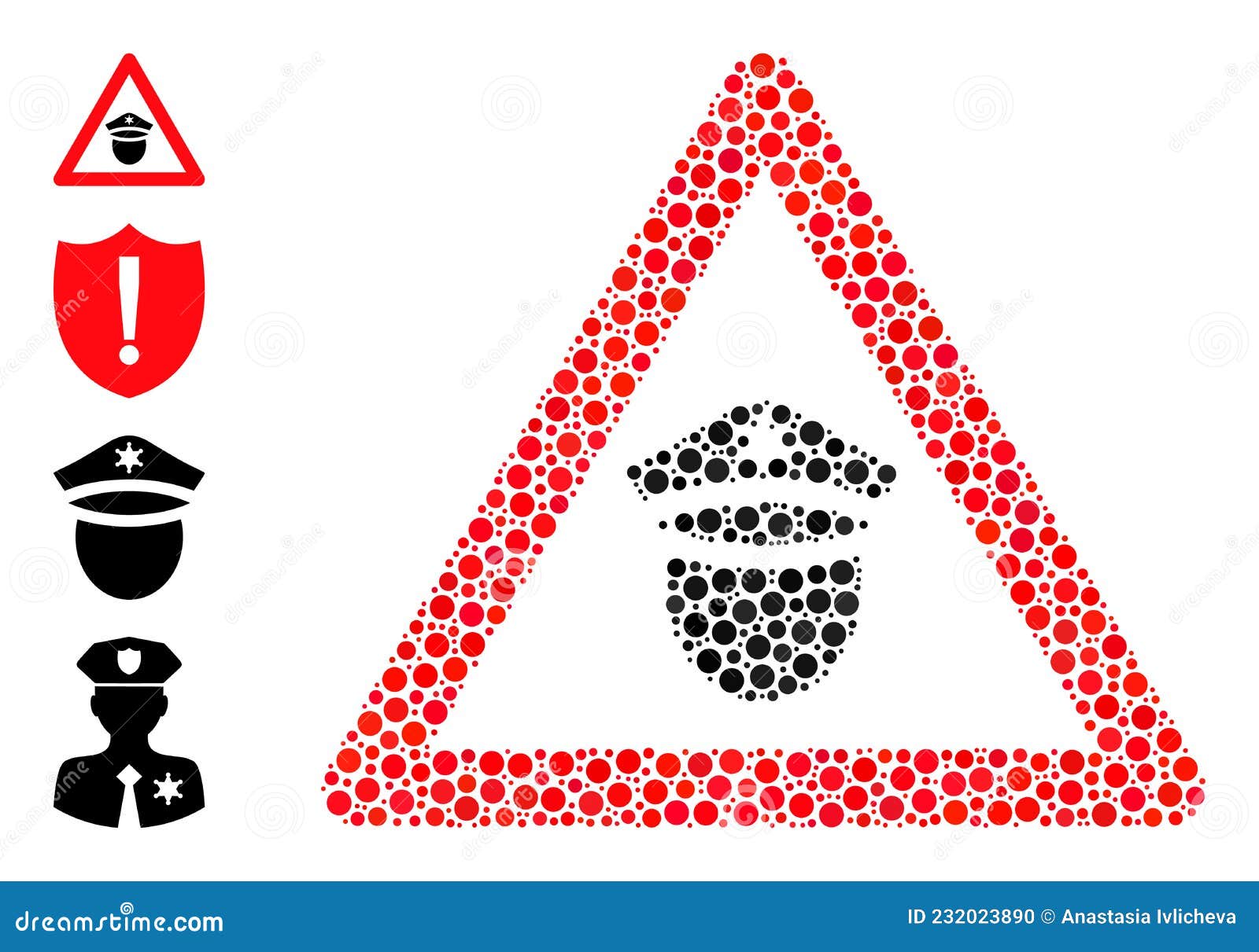 Dotted Police Danger Collage of Rounded Dots and Similar Icons Stock ...