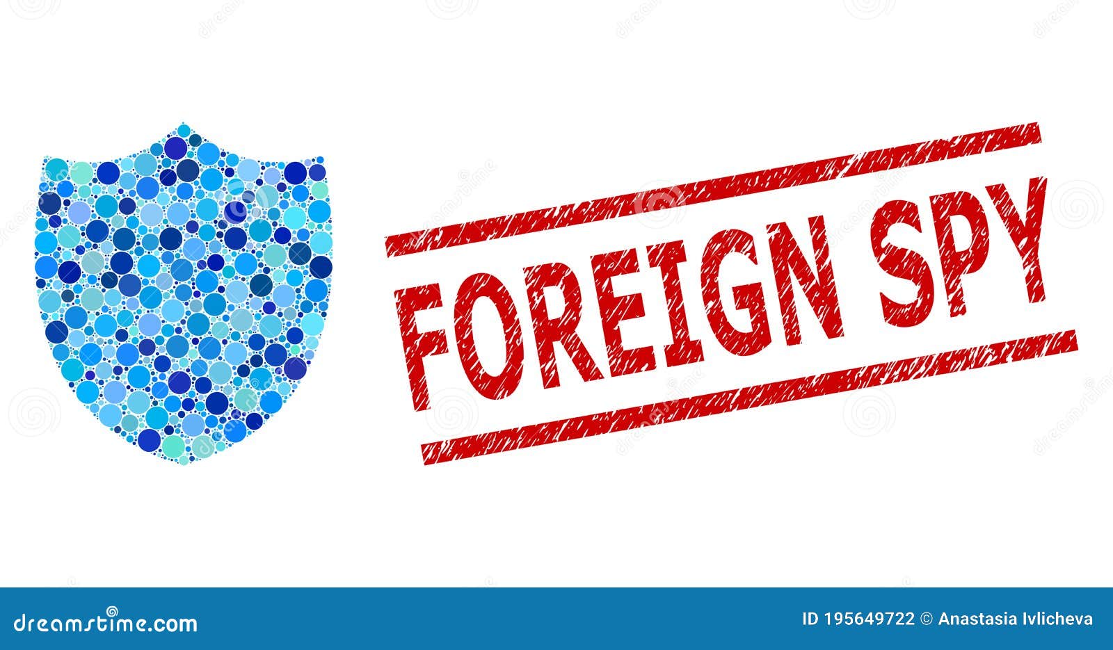 Grunge Foreign Spy Stamp Imitation and Shield Mosaic of Rounded Dots ...