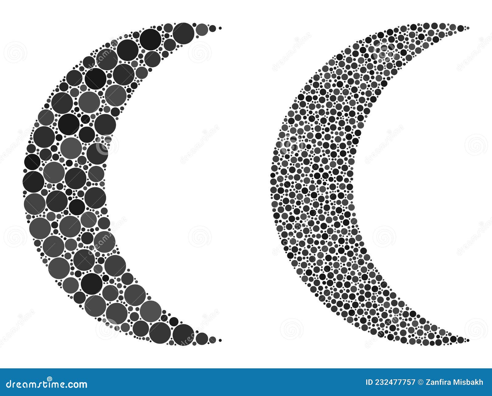 Round Dot Moon Icon Collage Stock Vector - Illustration of element ...