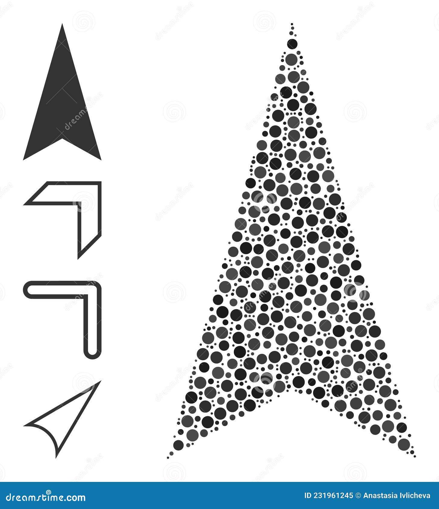 Dotted Arrowhead Up Mosaic of Rounded Dots with Bonus Icons Stock ...