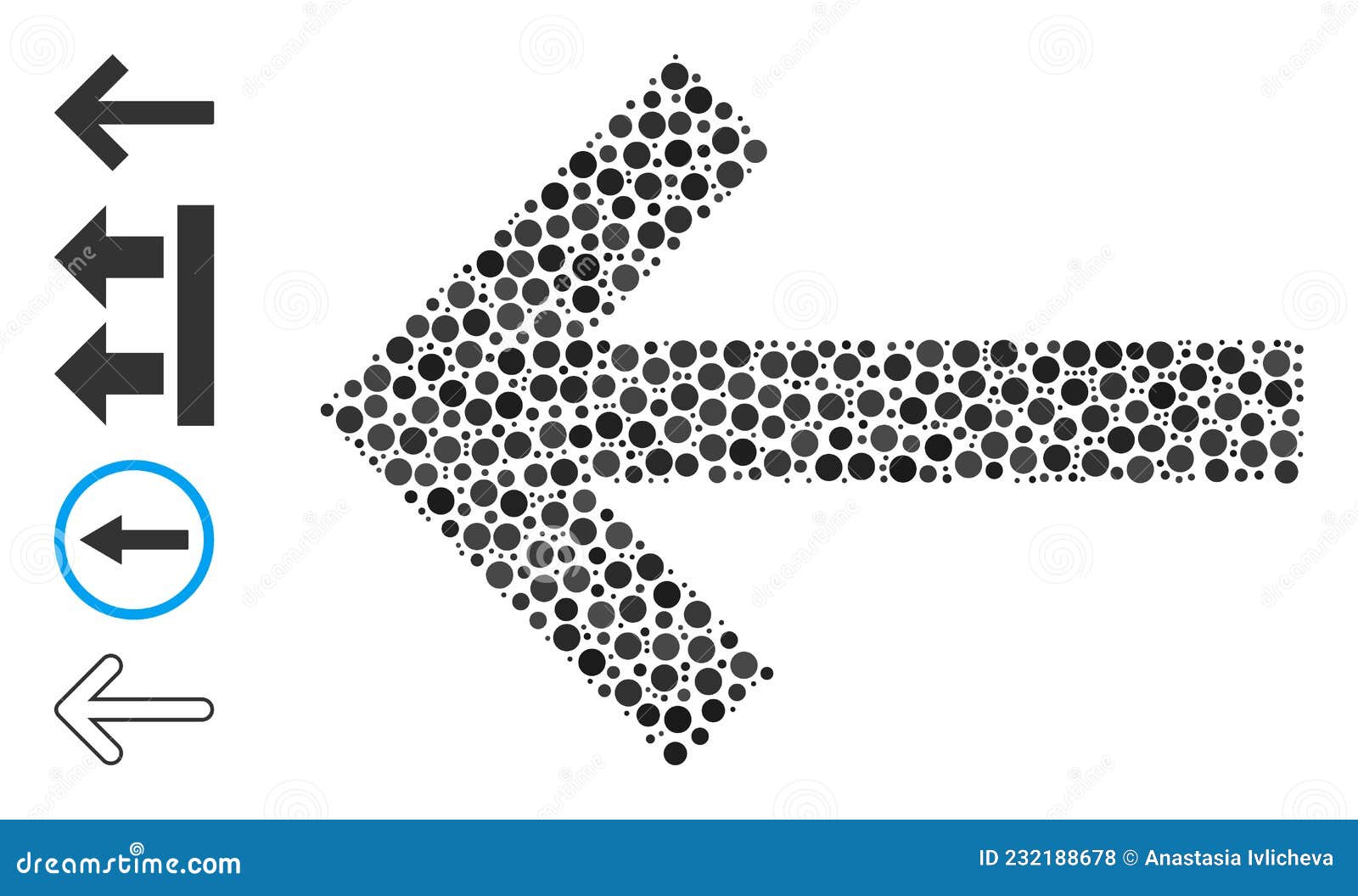 Dotted Left Arrow Collage of Round Dots and Other Icons Stock Vector ...
