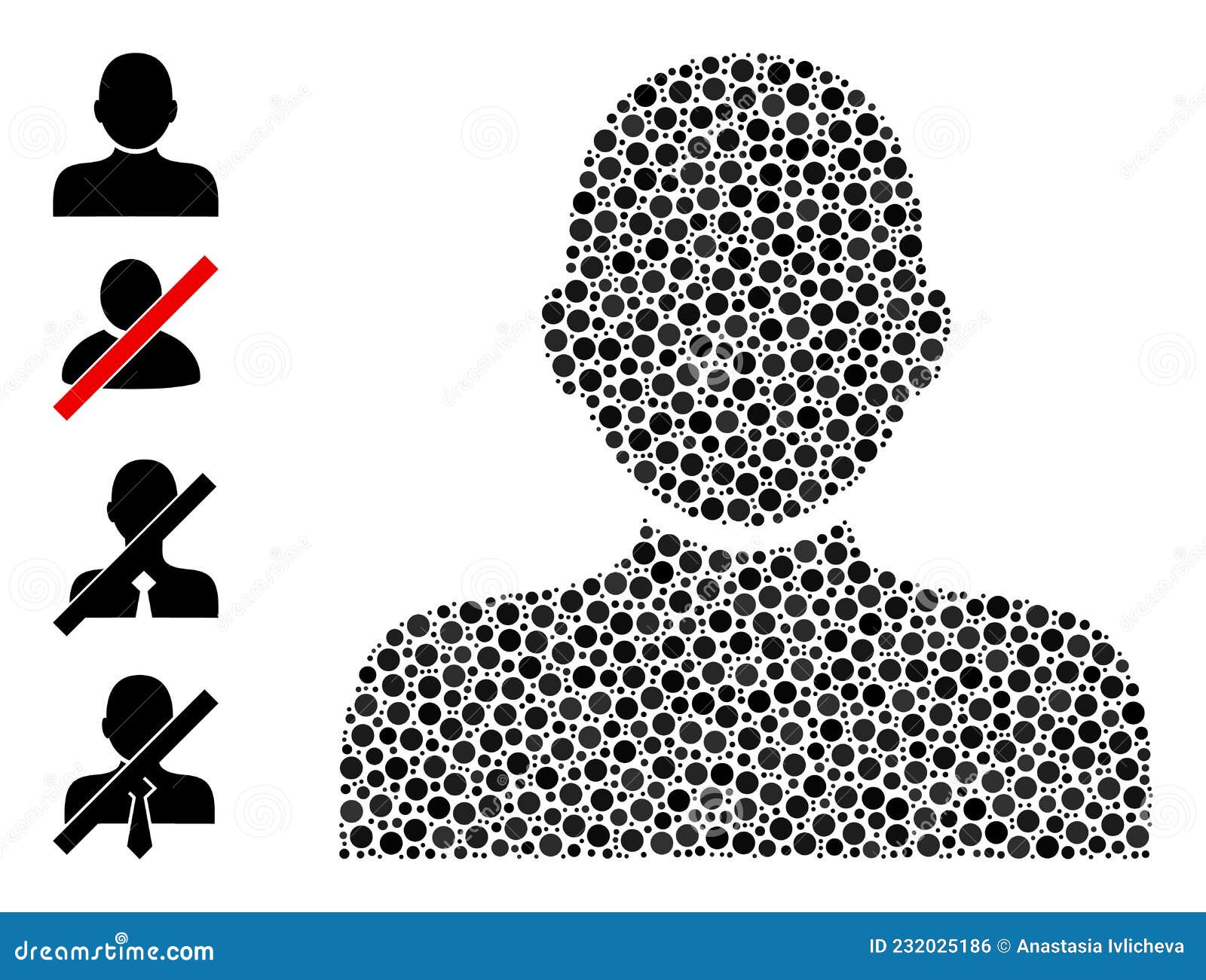 Dotted Man Person Composition of Rounded Dots with Similar Icons Stock ...