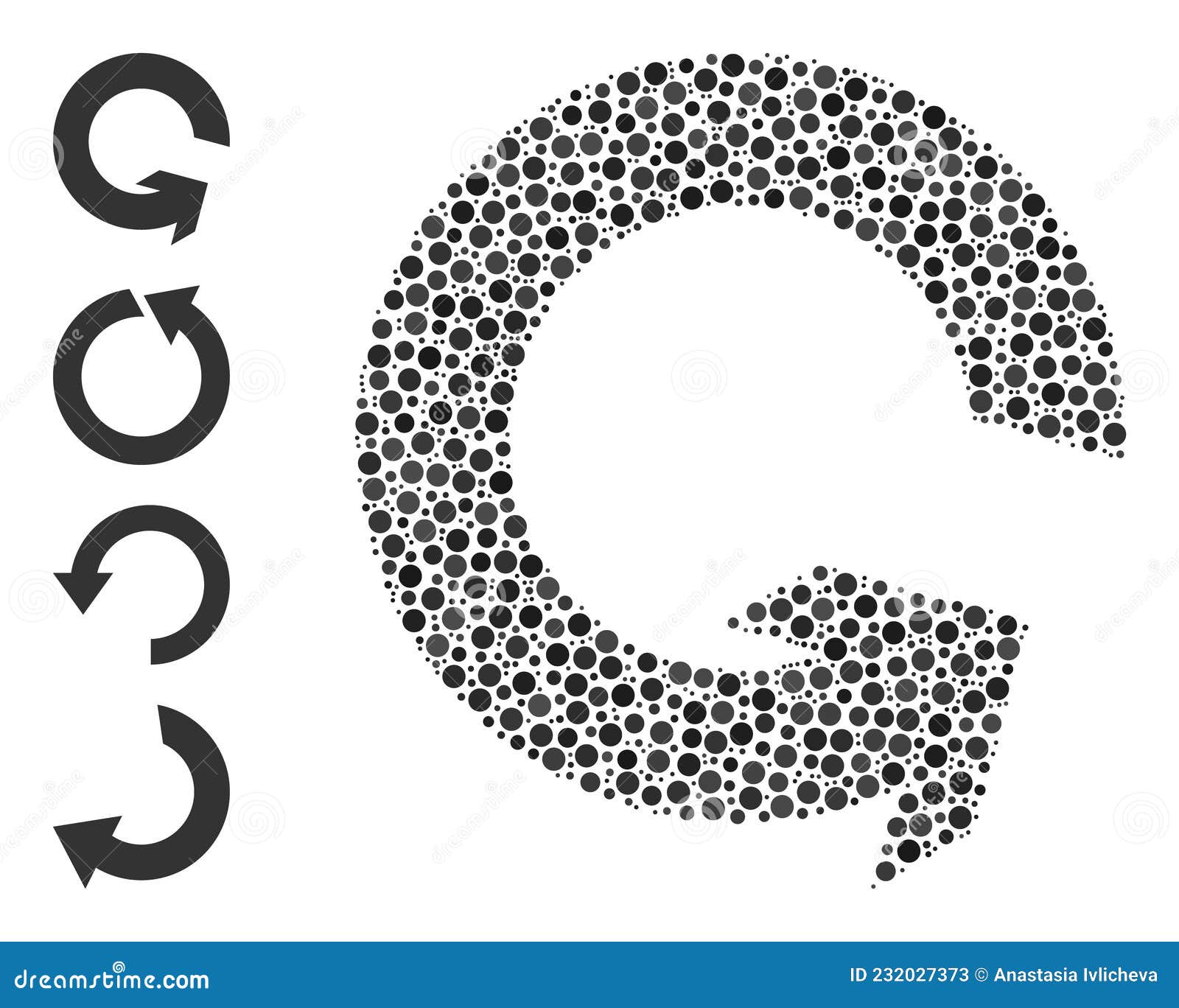 Dotted Rotate Ccw Collage of Rounded Dots and Other Icons Stock Vector ...