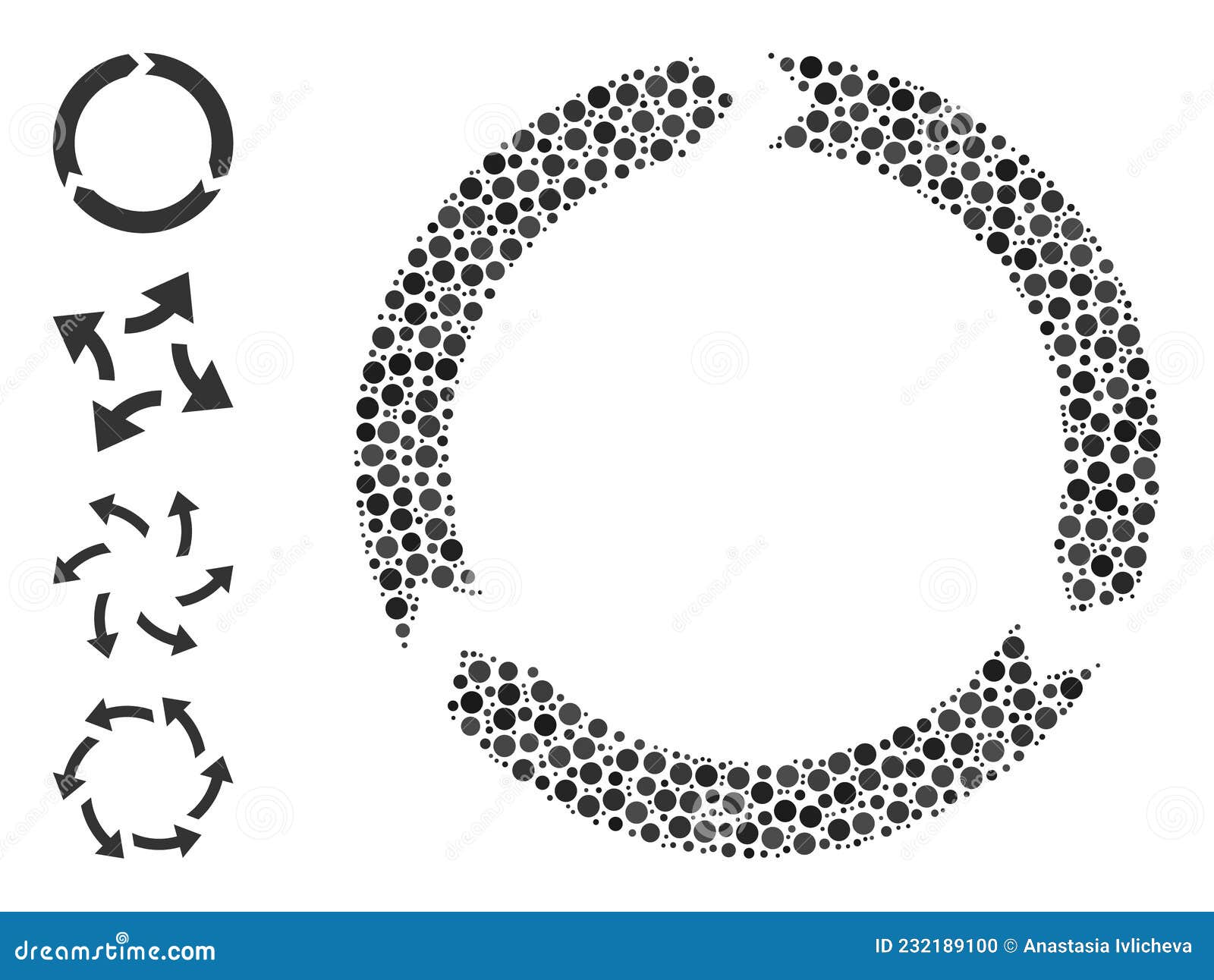Dotted Rotation Composition of Circles with Other Icons Stock Vector ...