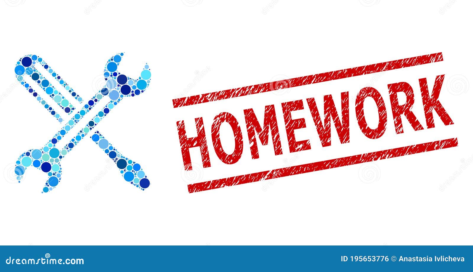 Grunge Homework Stamp Seal and Tuning Mosaic of Rounded Dots Stock ...