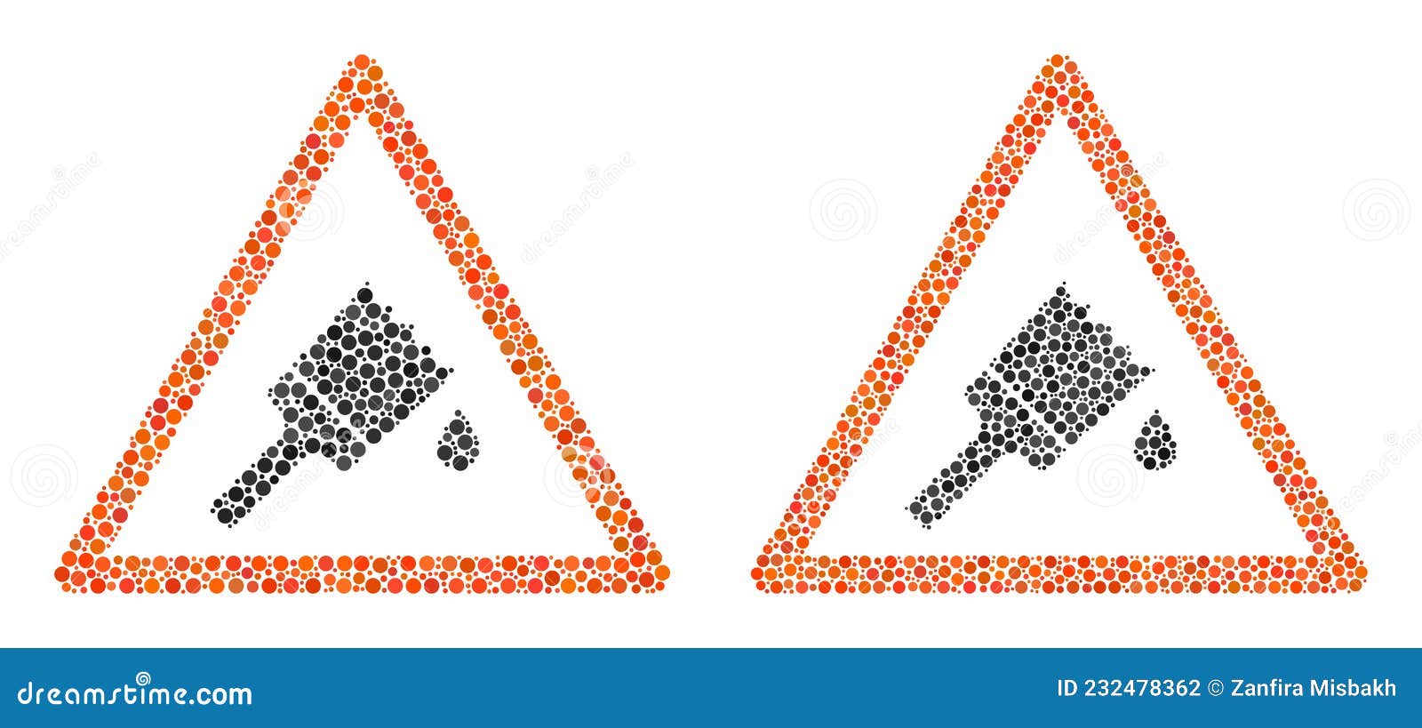 Round Dot Wet Painting Warning Icon Collage Stock Vector - Illustration ...