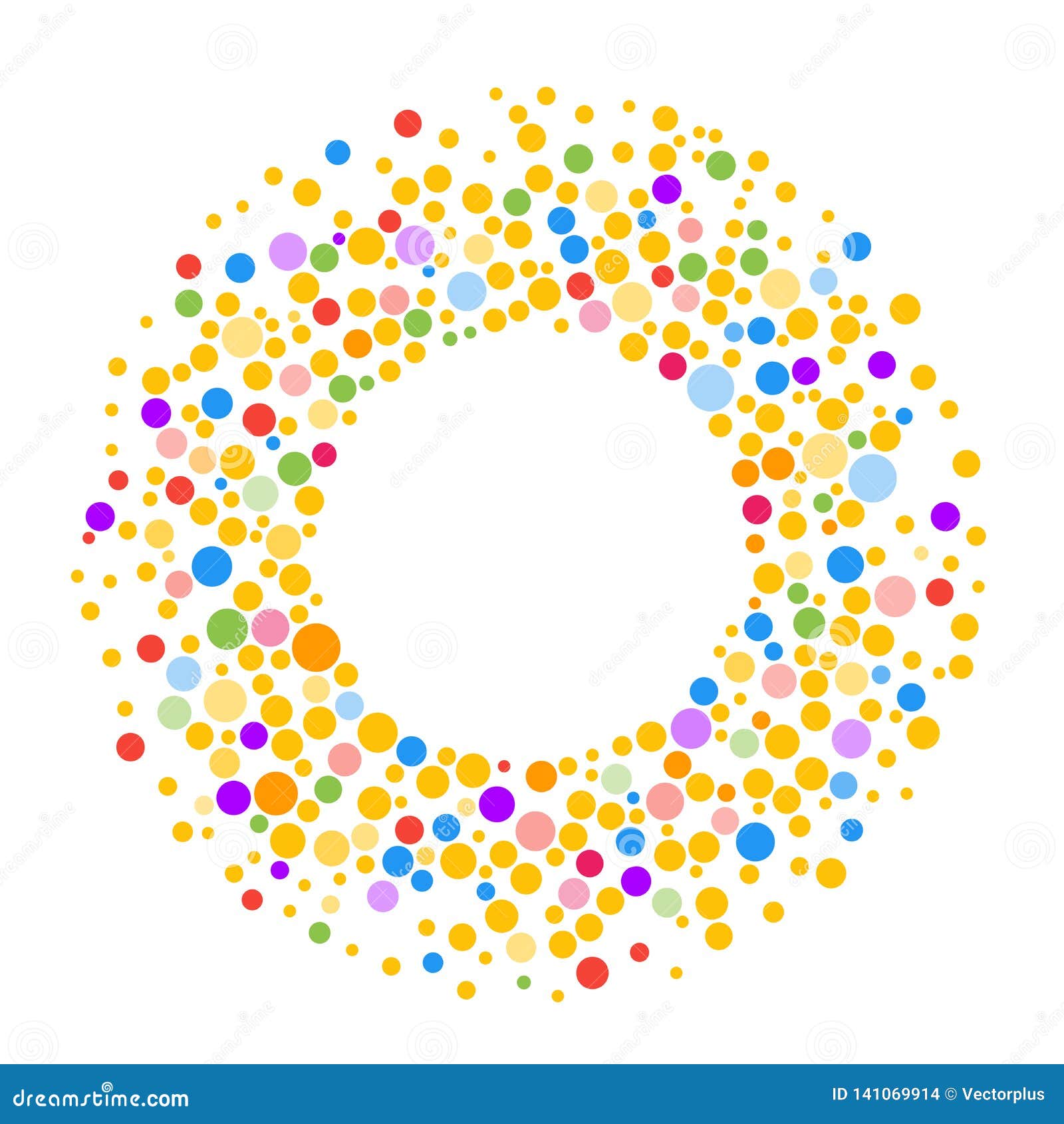 Round Dots Frame with Empty Space for Your Text. Made of Colorful Spots ...