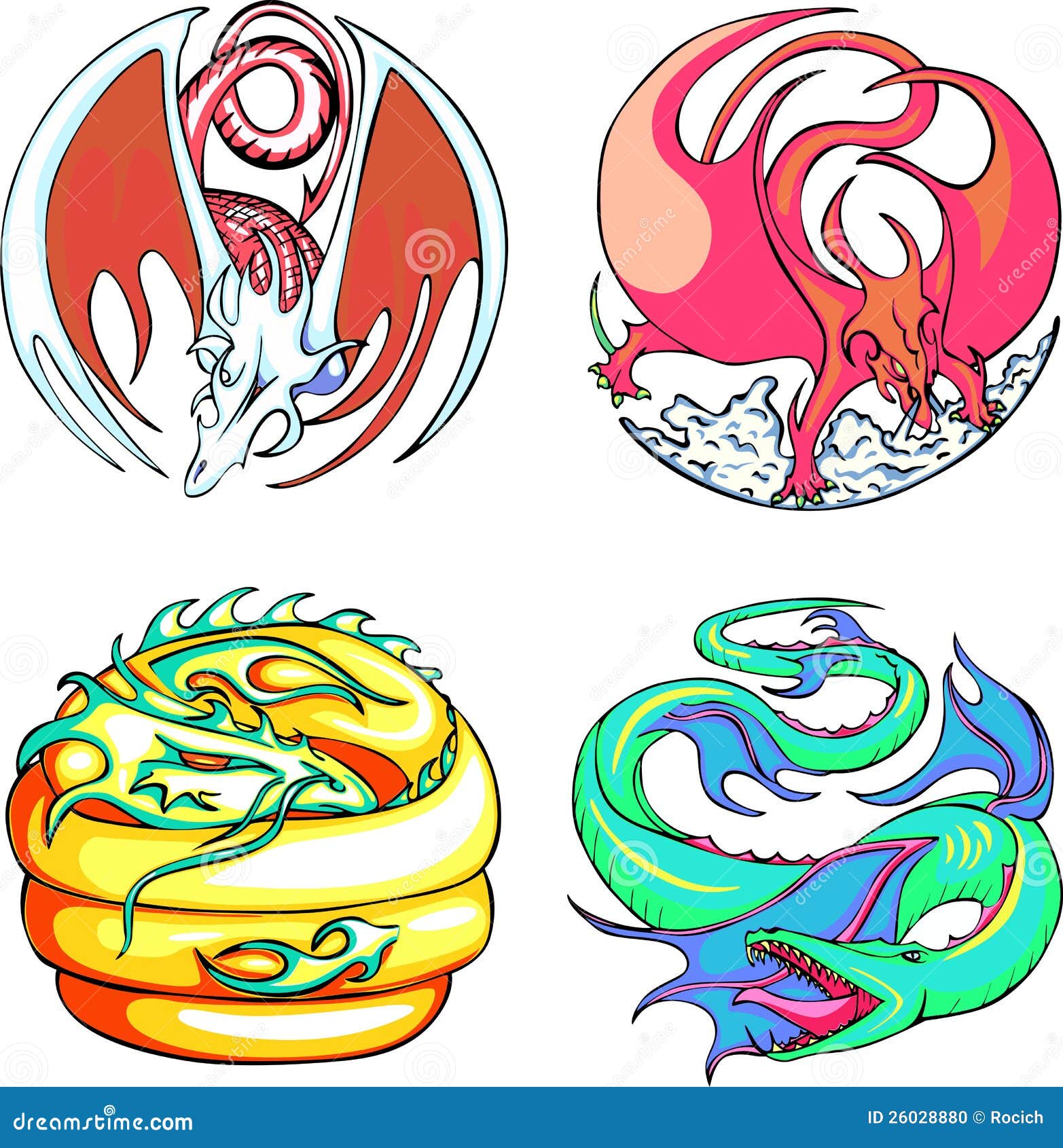 Round dragon designs stock vector. Illustration of flame - 26028880