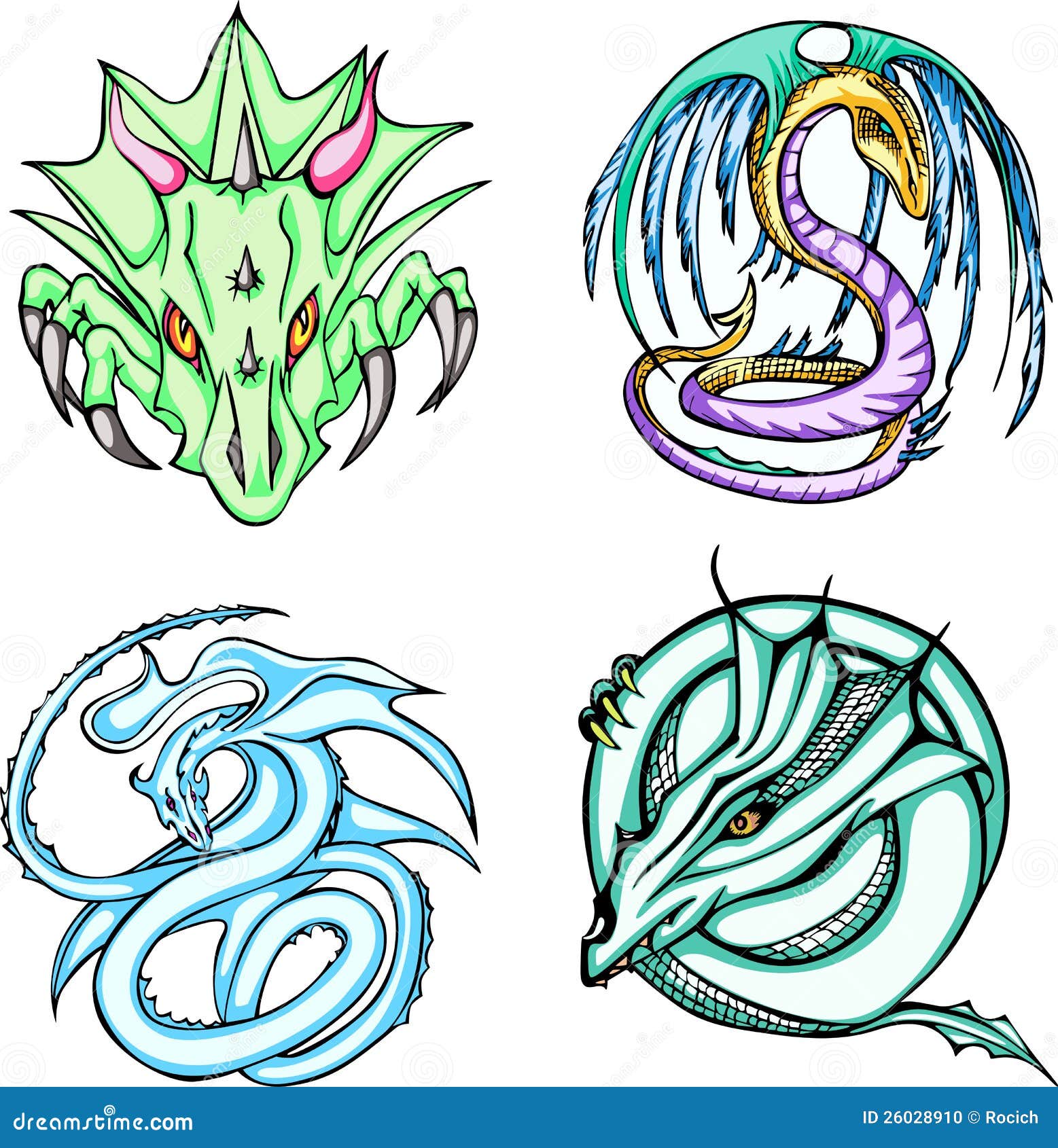 Round dragon designs stock vector. Illustration of round - 26028910