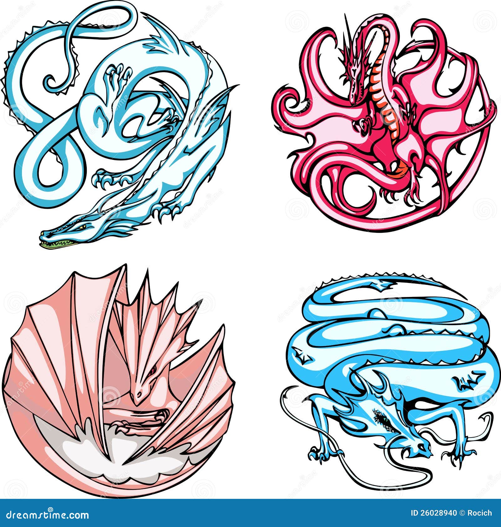 Round dragon designs stock vector. Illustration of myth - 26028940