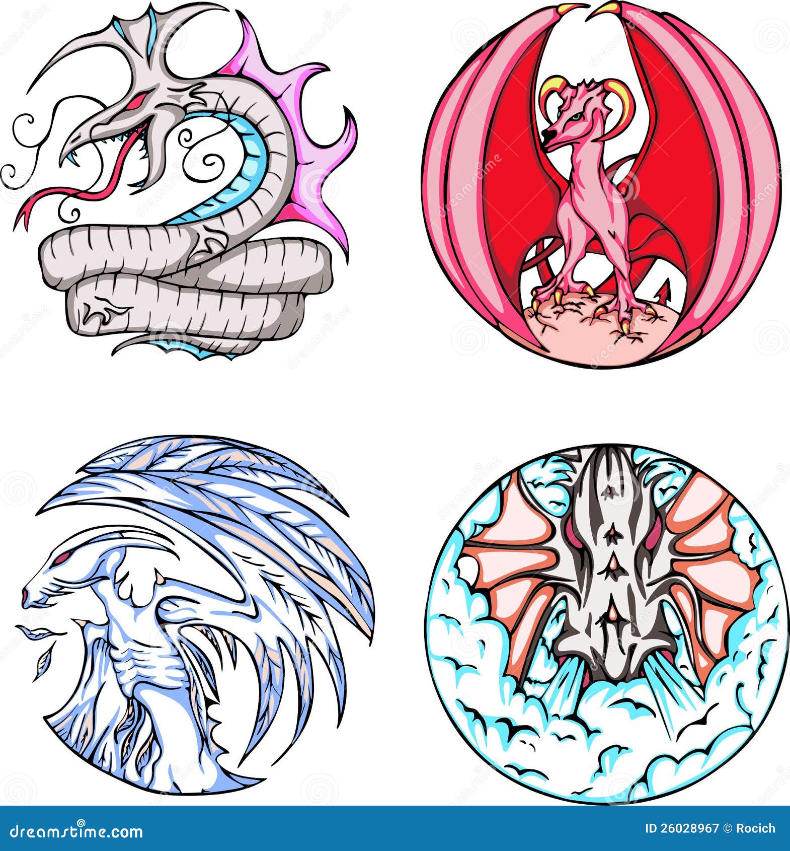Round dragon designs stock vector. Illustration of embellish - 26028967