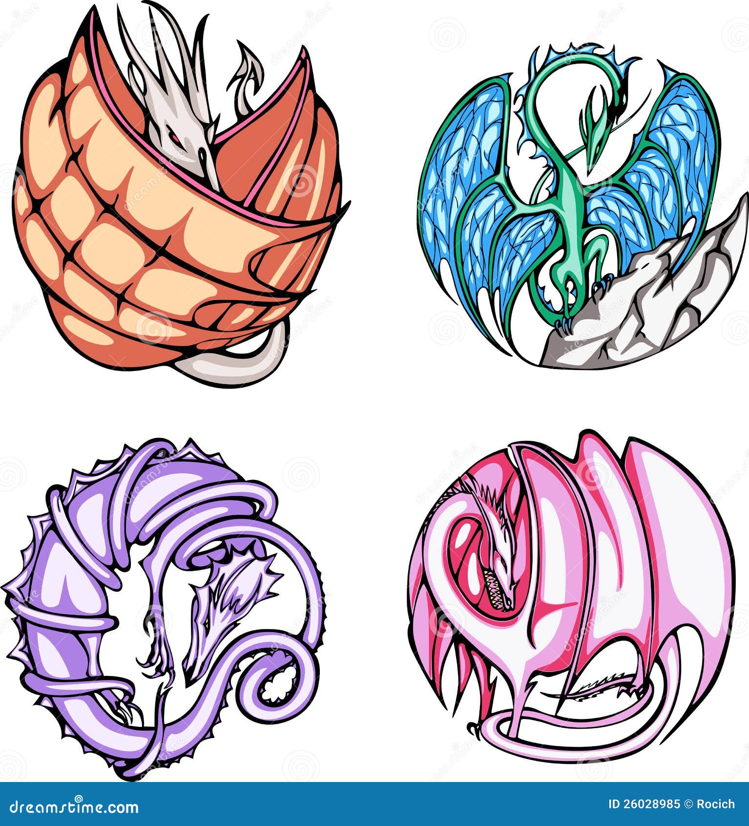 Round dragon designs stock vector. Illustration of character - 26028985