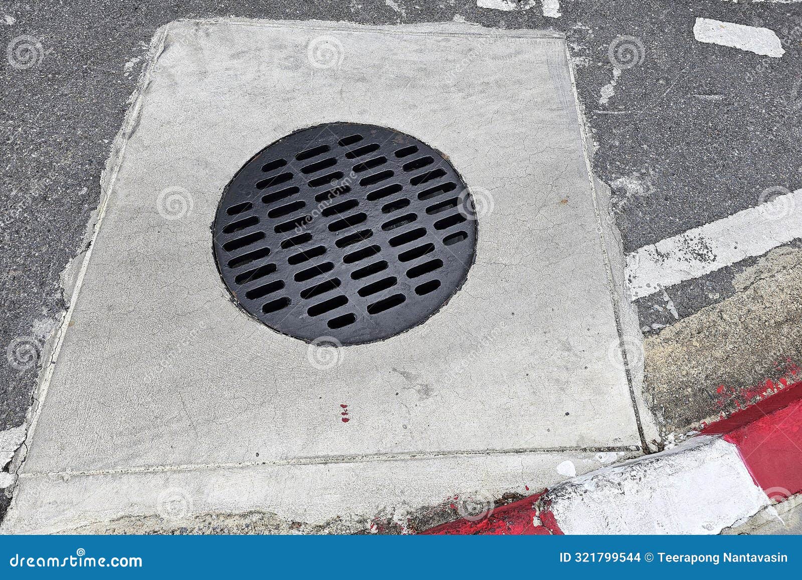 Round Drainage Grate on the Street. Stock Photo - Image of grunge, gray ...