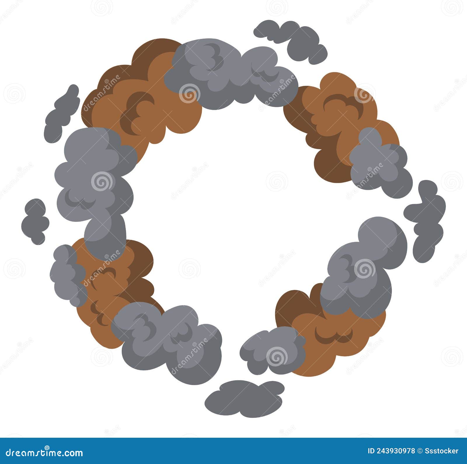 Round Dust Cloud In Comic Style. Cartoon Boom Effect Vector ...