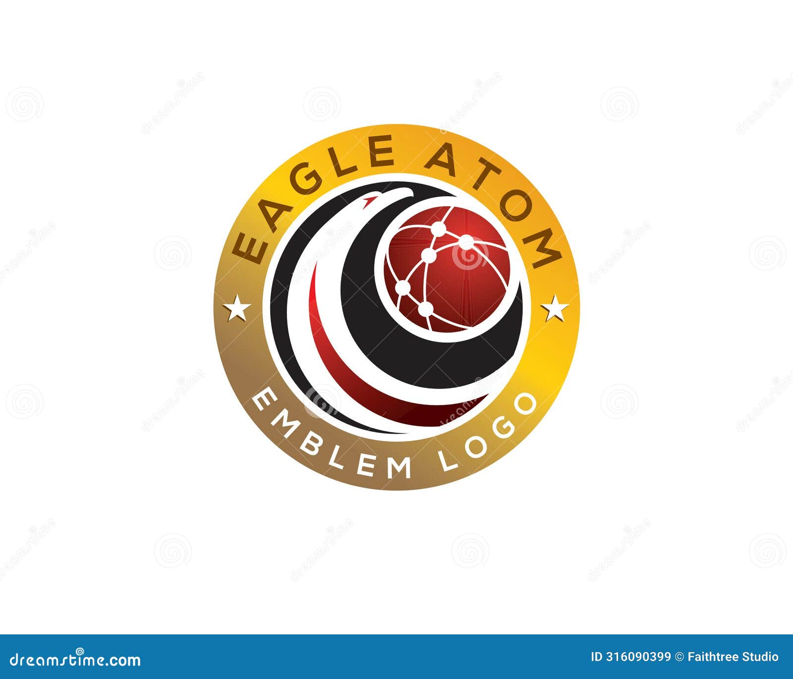 Round Eagle Atom Emblem Logo Stock Vector - Illustration of force ...