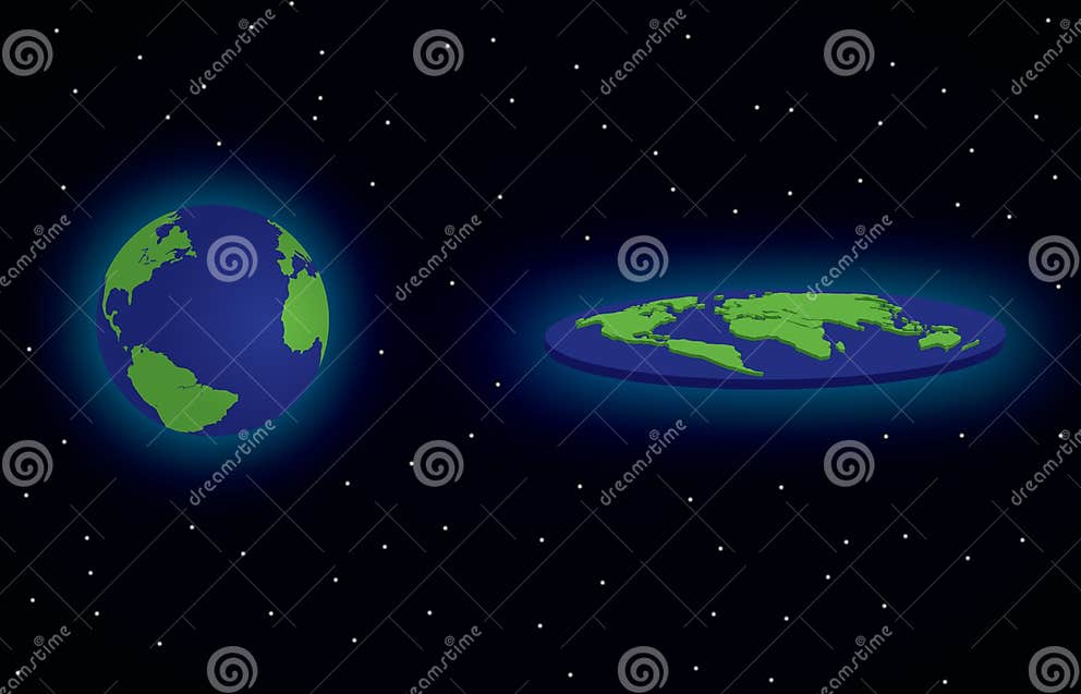 The Round Earth and Flat Earth Stock Vector - Illustration of ...