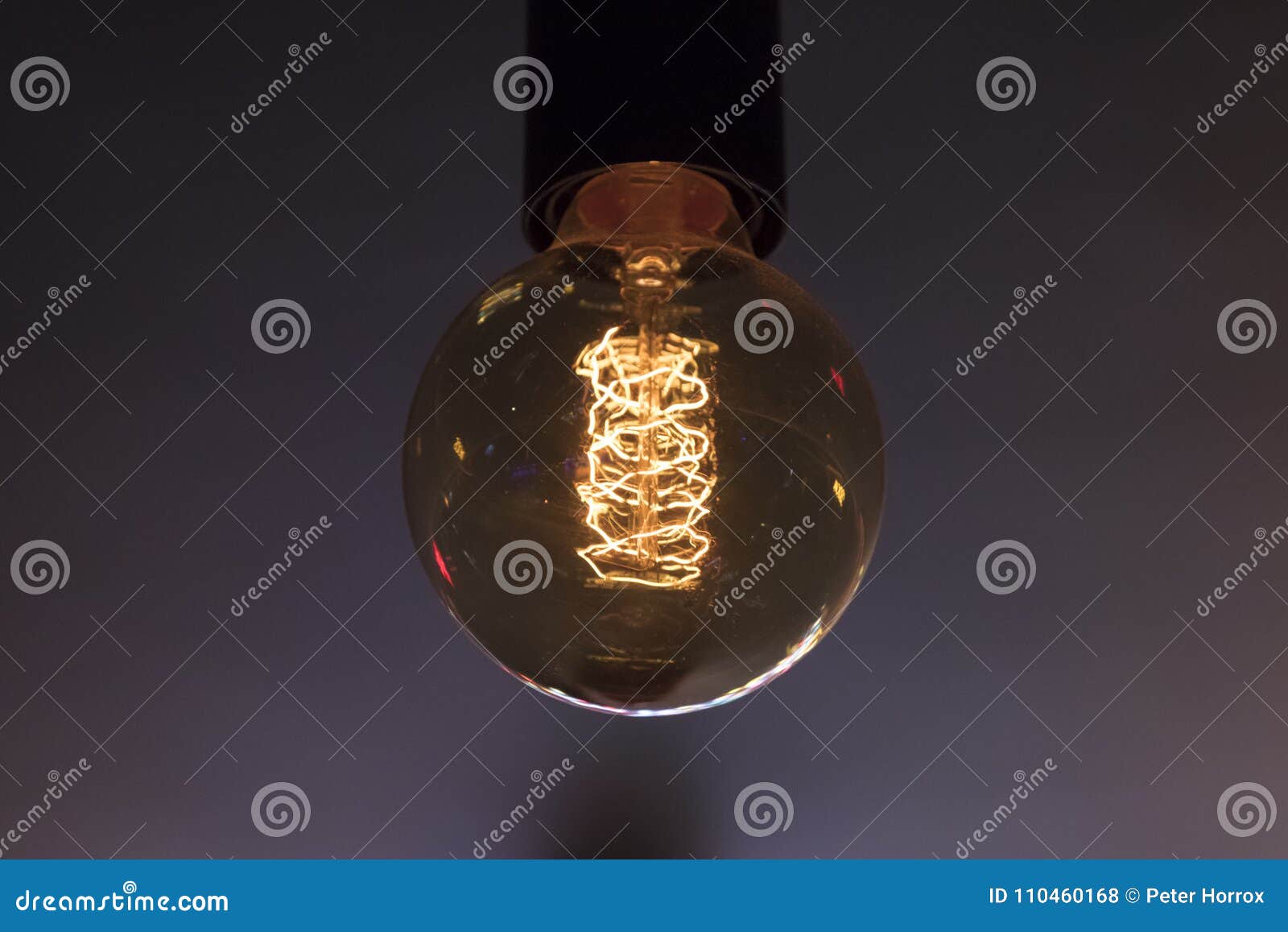 Round Edison light bulb stock photo. Image of decorative - 110460168