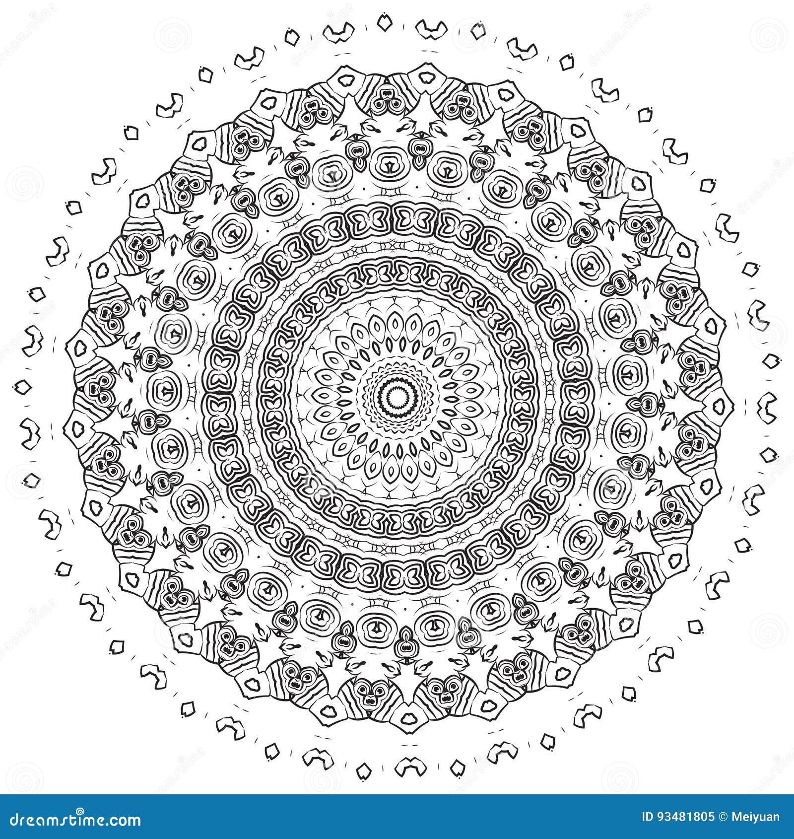 Round Element for Coloring Book Stock Illustration - Illustration of ...