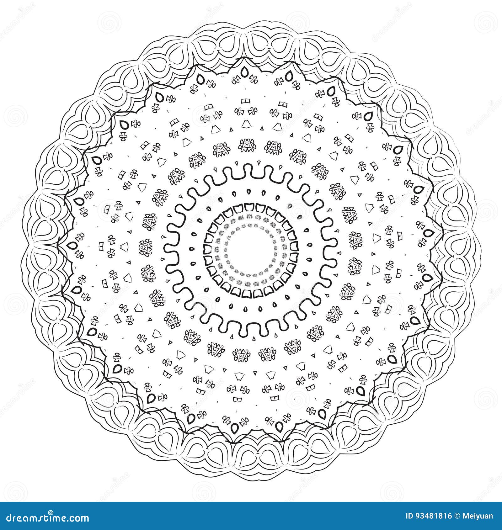Round Element for Coloring Book Stock Illustration - Illustration of ...