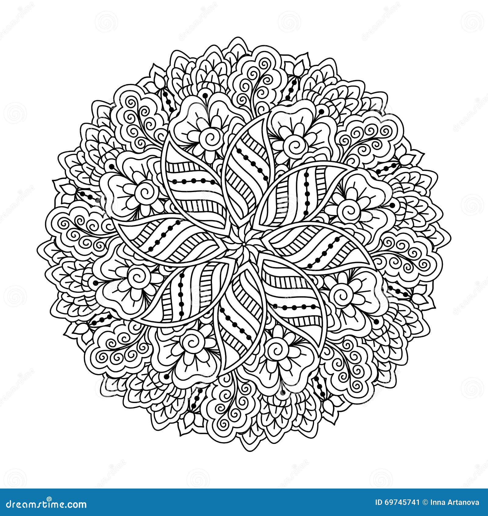 Round Element for Coloring Book. Stock Vector - Illustration of bloom ...