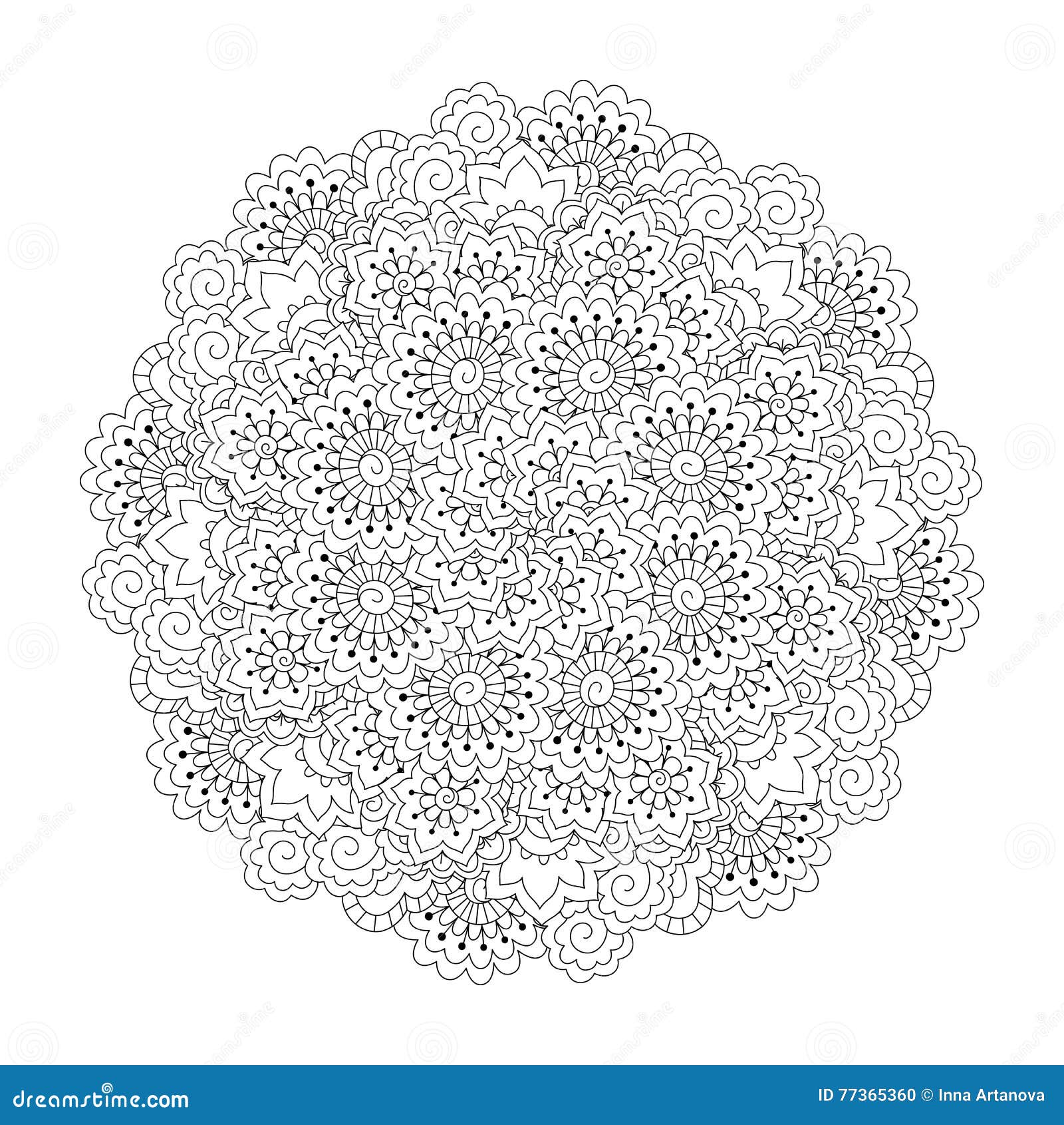 Round Element for Coloring Book. Stock Vector - Illustration of garden ...
