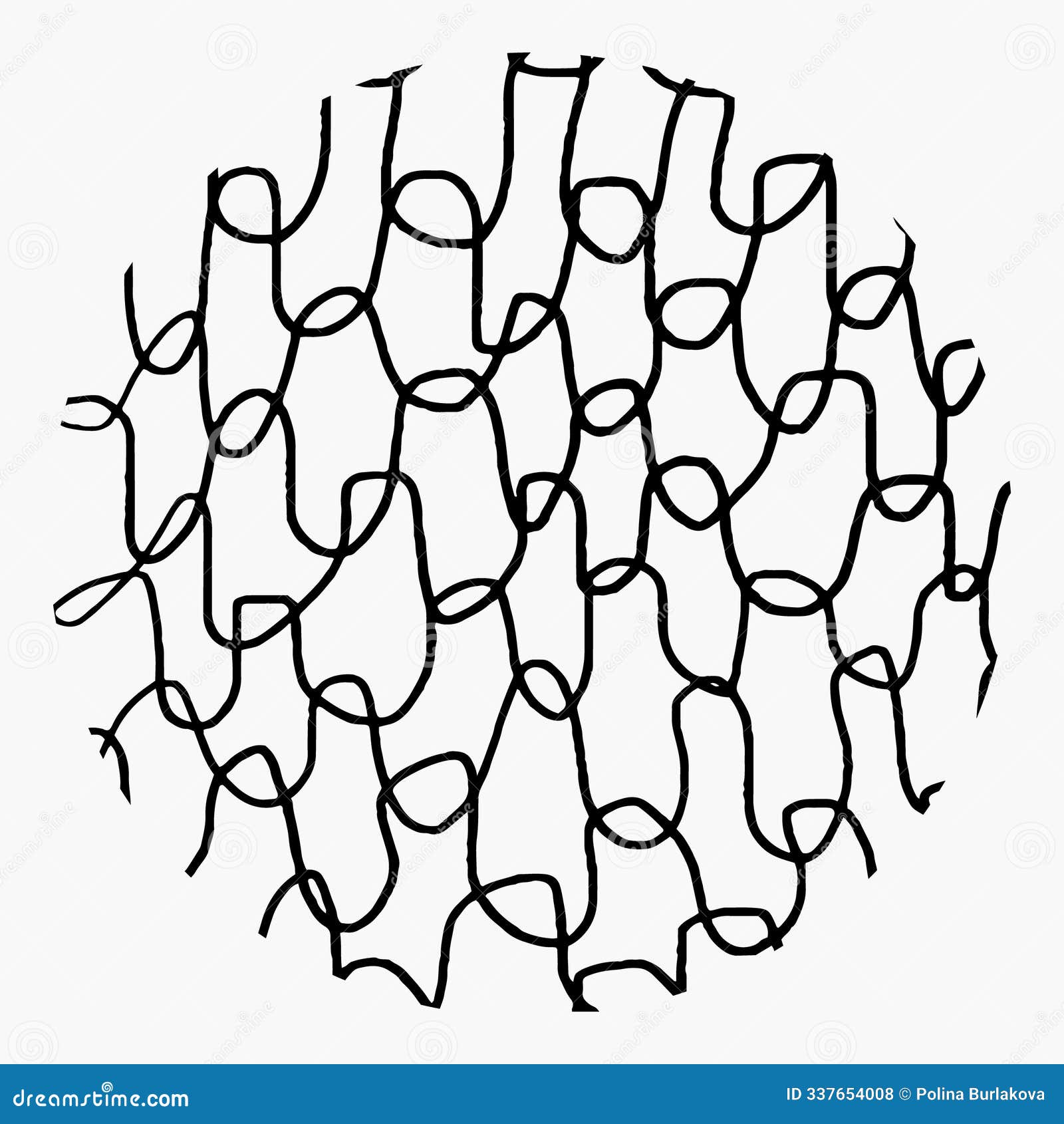 Round Element with Pencil Hatching, Doodle Pattern on White Background ...