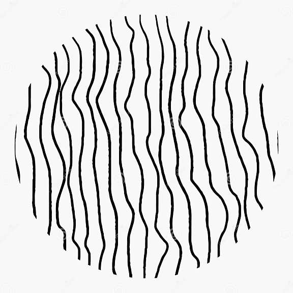 Round Element with Pencil Hatching, Doodle Pattern on White Background ...