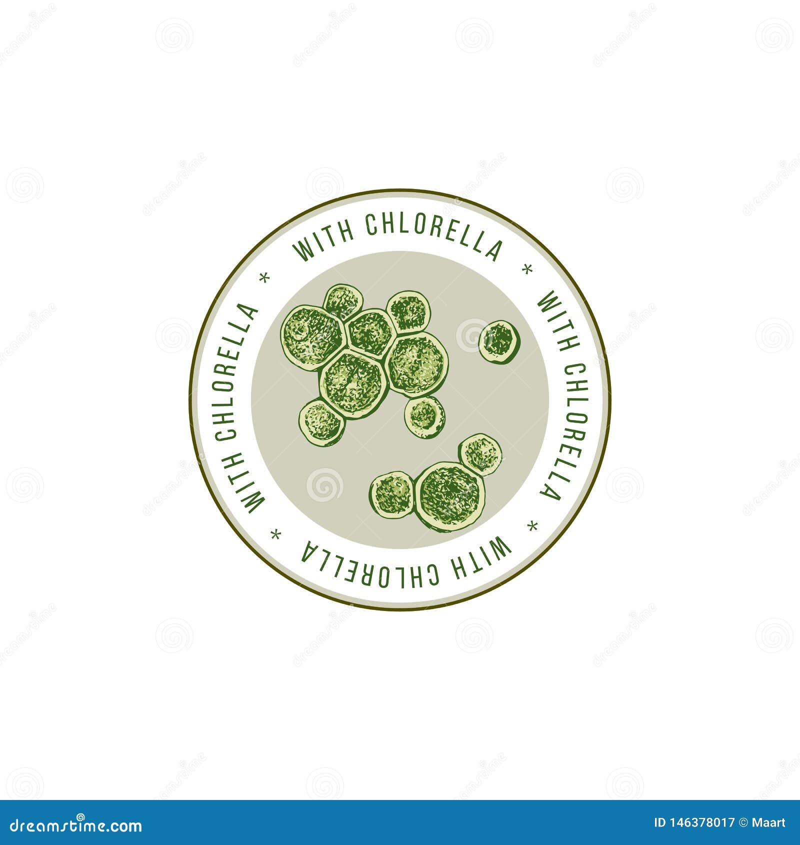 Chlorella Algae Cells Clusters In Watercolor On Yellow Green Background ...