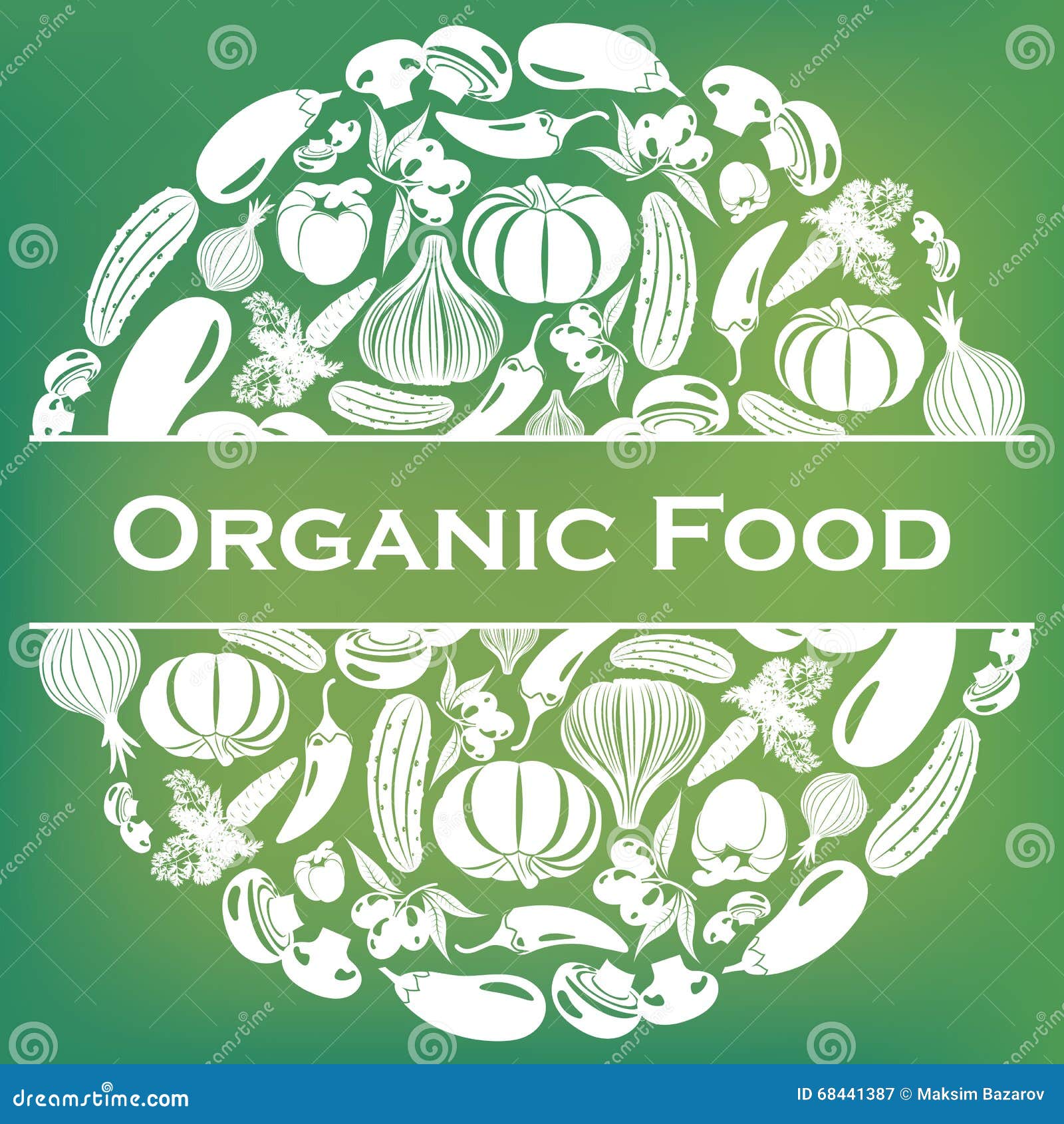 Round emblem of vegetables stock vector. Illustration of pumpkin - 68441387