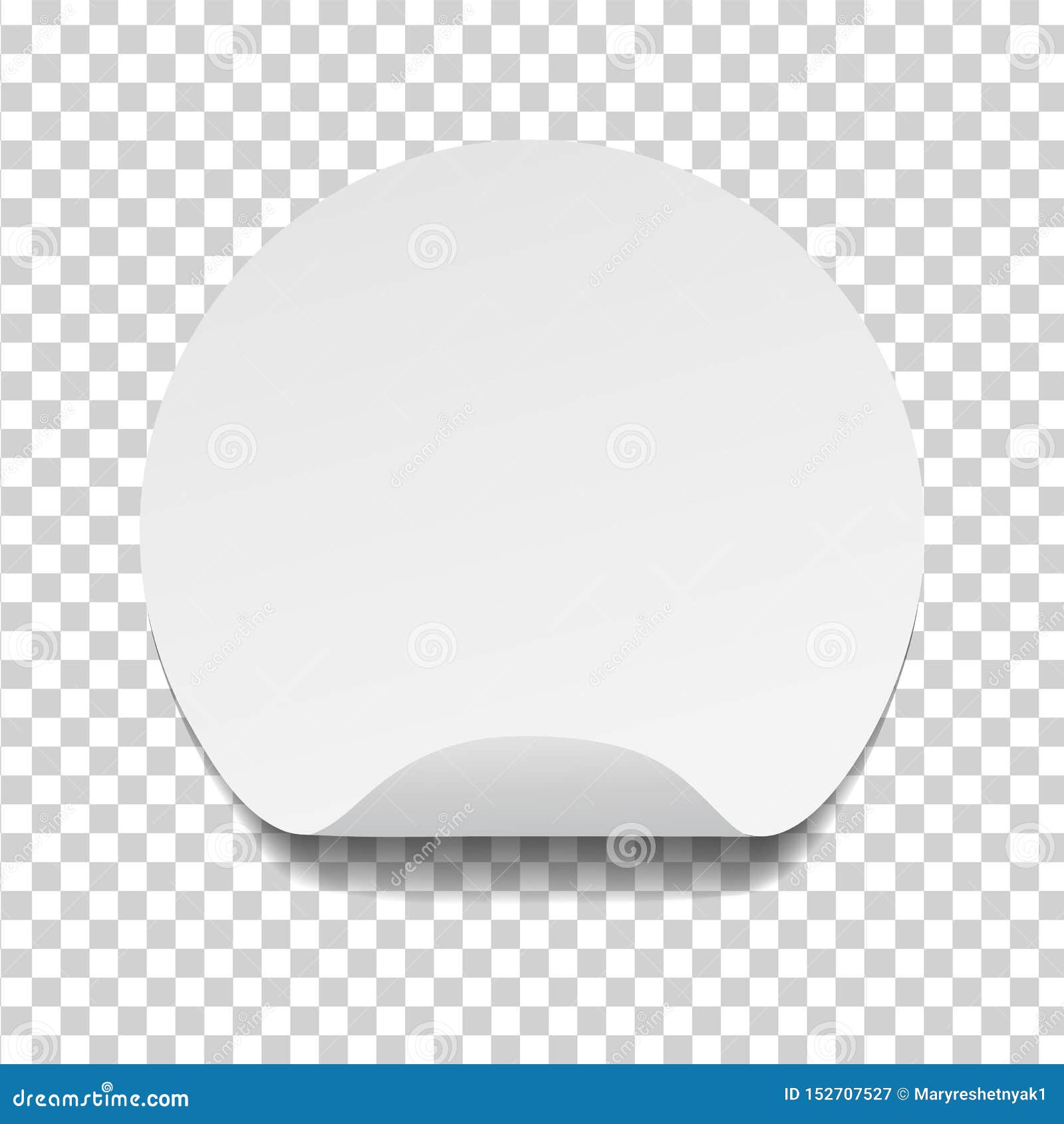 Round Empty Adhesive Paper Sticker Mock Up with Bent Edge. Template of ...
