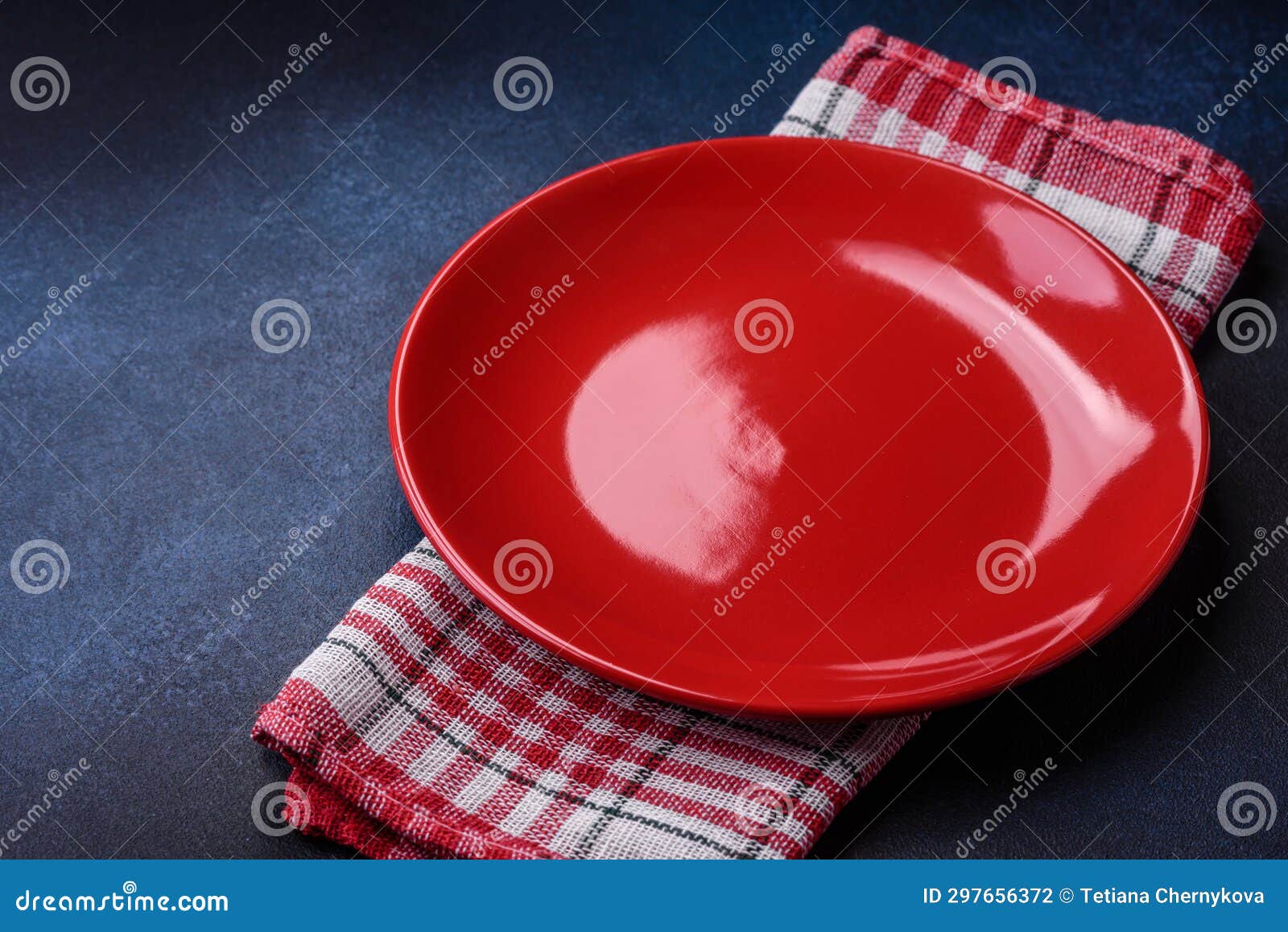 Round Empty Colored Ceramic Plate on Concrete Texture Background Stock ...