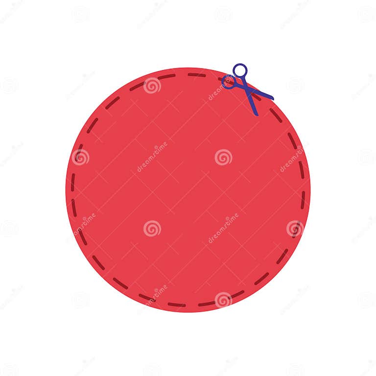 Round Empty Frame with Scissors and a Dotted Cut Line. Stock Vector ...