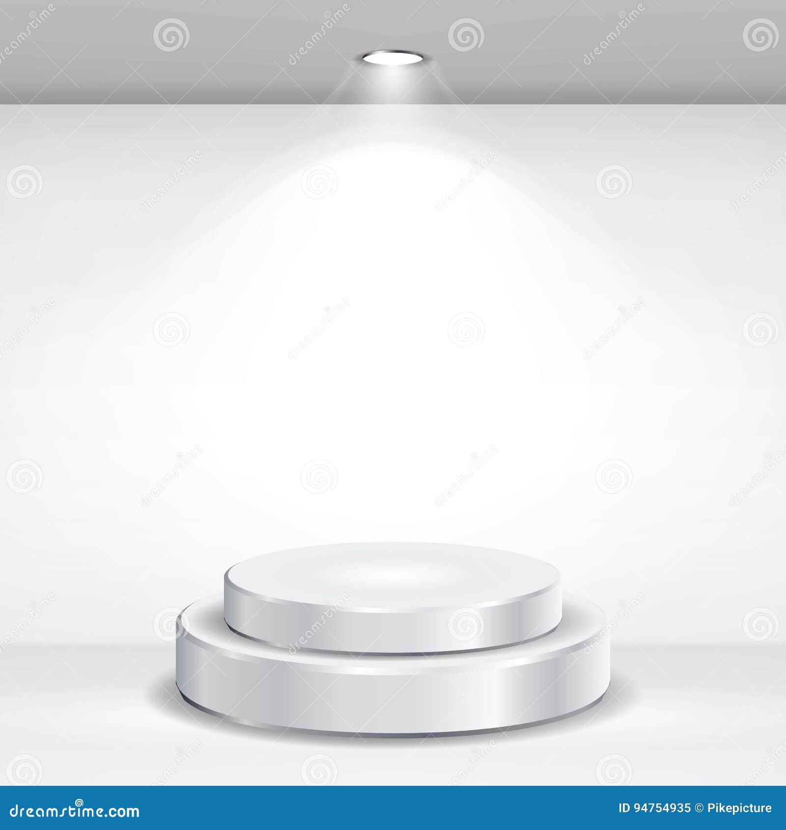 Round Empty Podium Vector. Realistic Tribune on Gallery Interior with ...