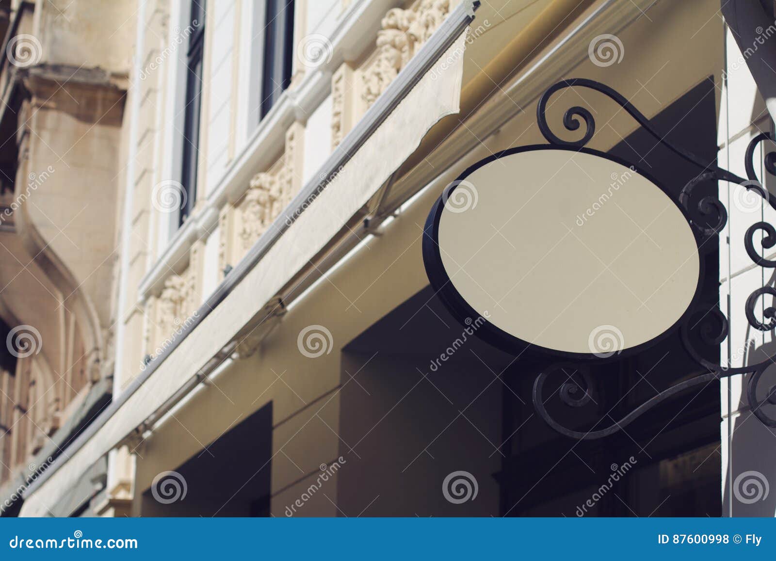 Round Empty Signboard on a Building with Classical Architecture Stock ...