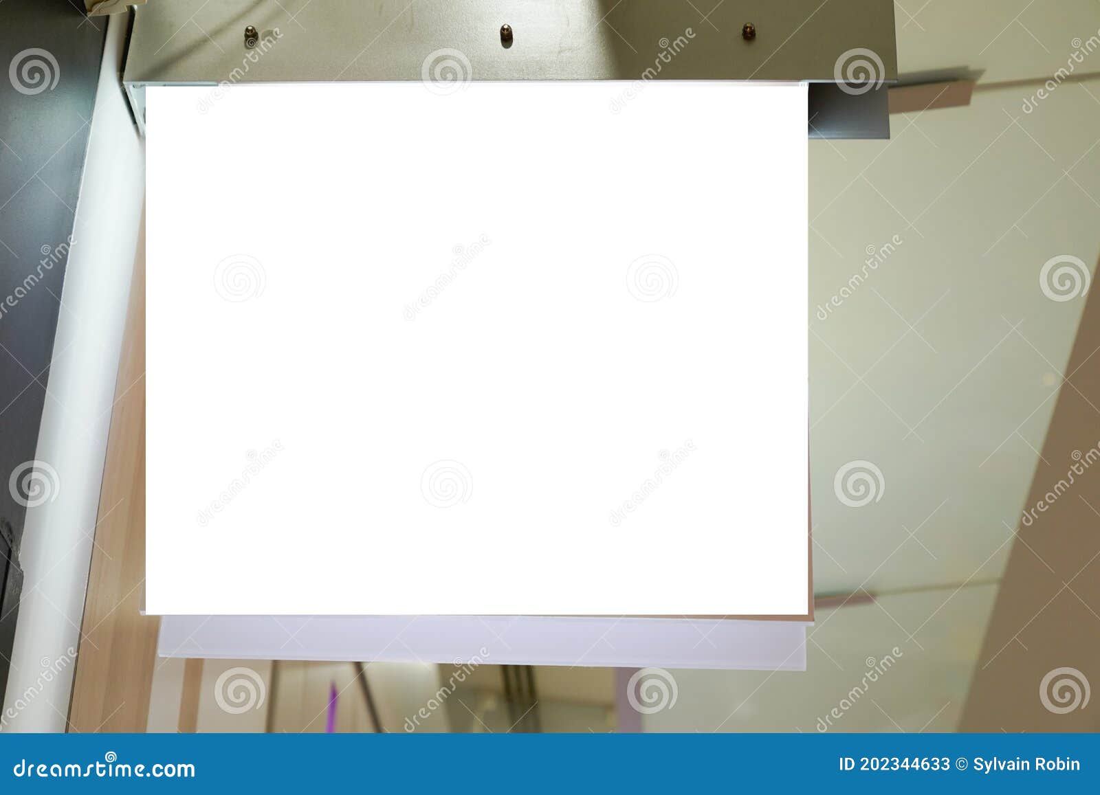 Round Empty White Sign Board on Facade Building Modern Store Stock ...