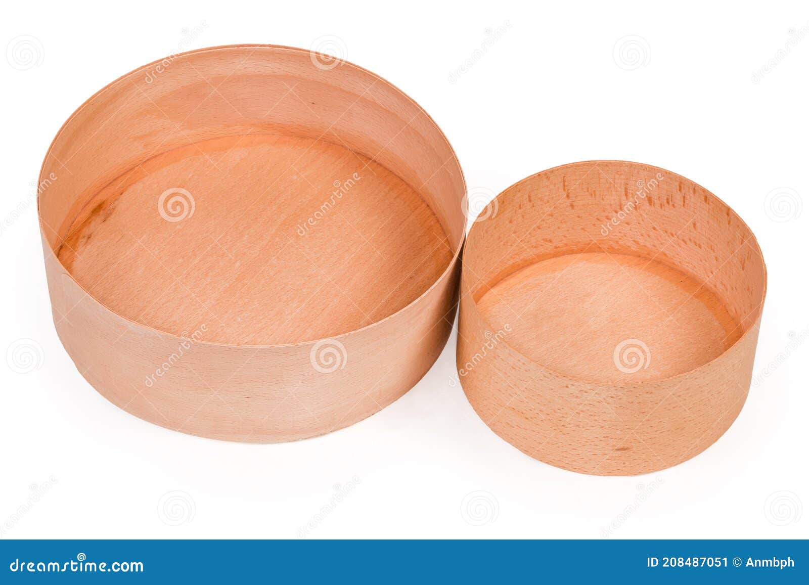 Round Empty Wooden Boxes without Lids on a White Background Stock Image ...
