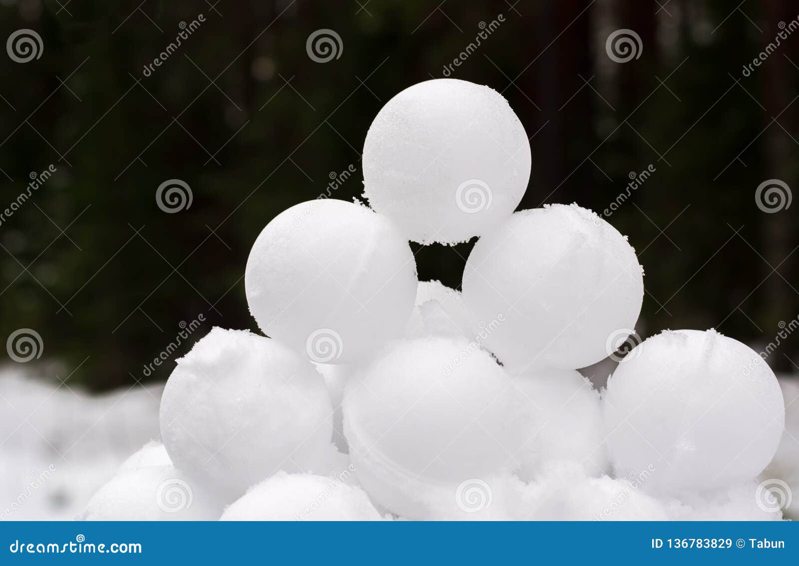 Round, Equal, Beautiful Snowballs Stock Image - Image of black, pyramid ...